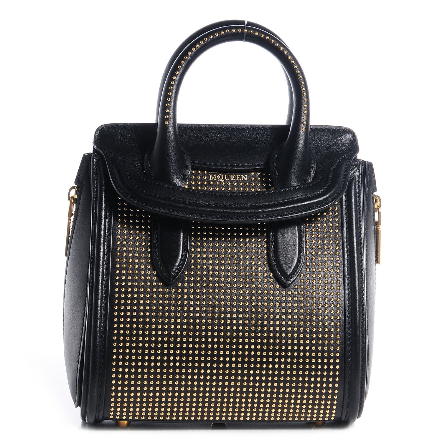 Alexander McQueen Leather Studded Mini Heroine Top Handle Bag Black ...