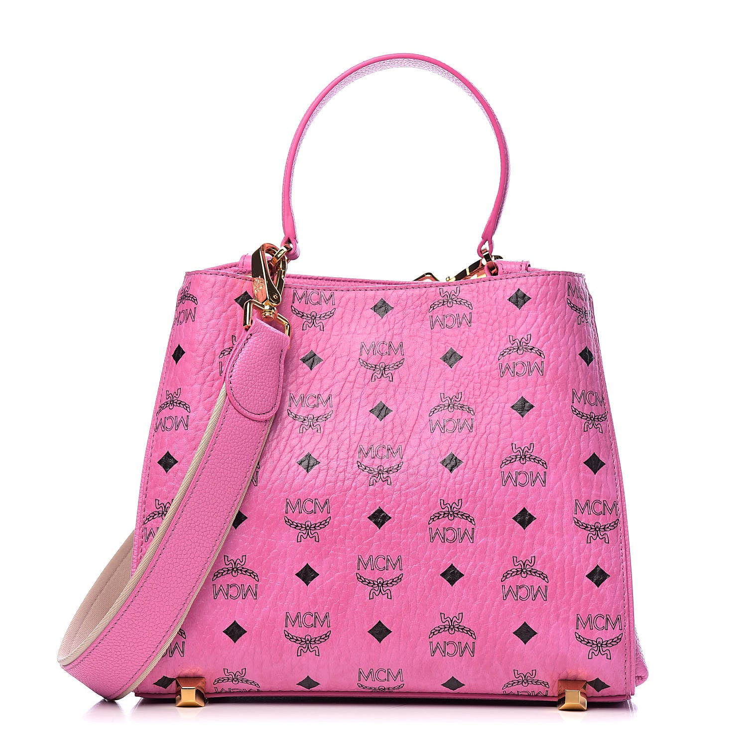 MCM Visetos Small Corina Shoulder Bag Pink 500699 – FASHIONPHILE