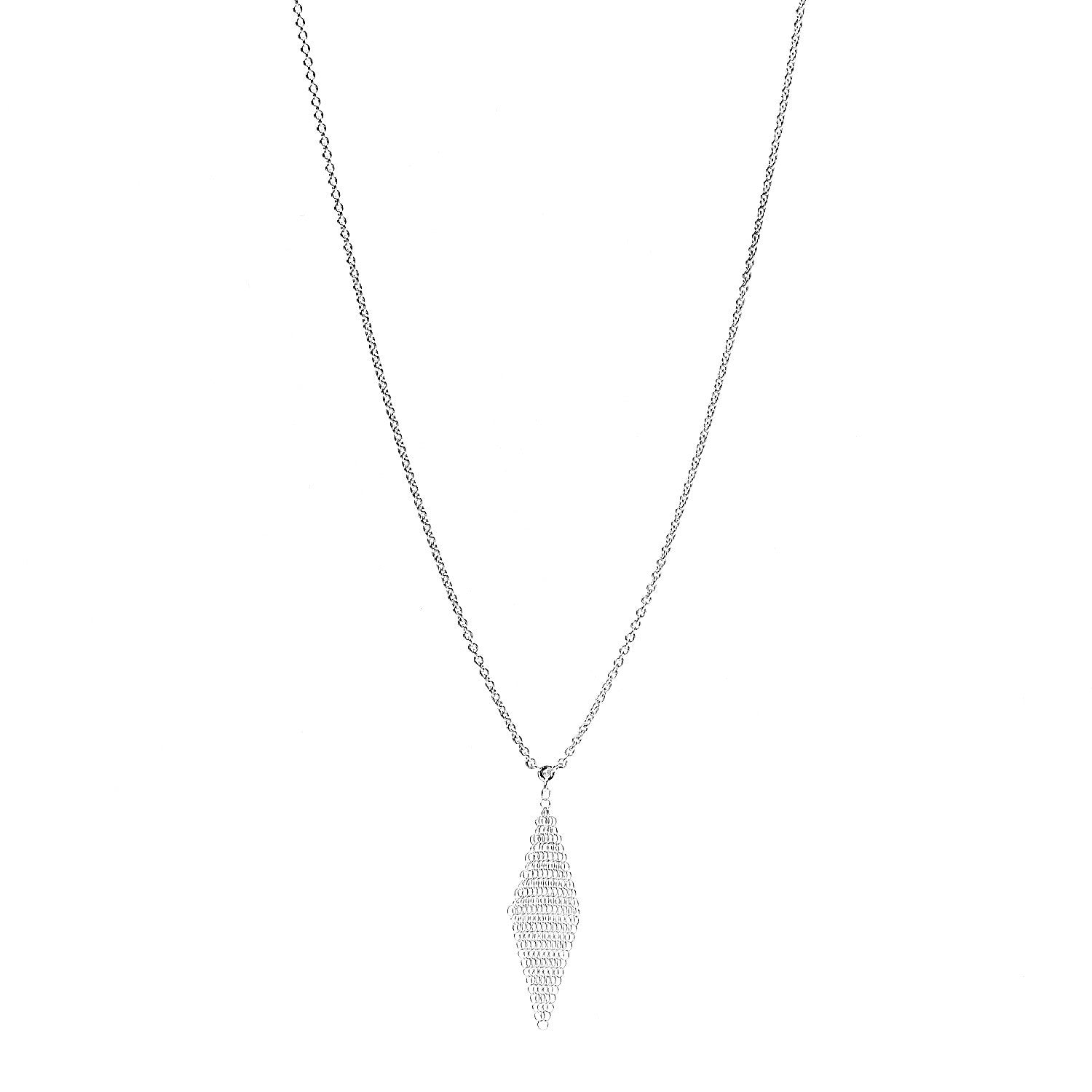 Tiffany Sterling Silver Diamond Mesh Pendant Necklace 549076 – FASHIONPHILE