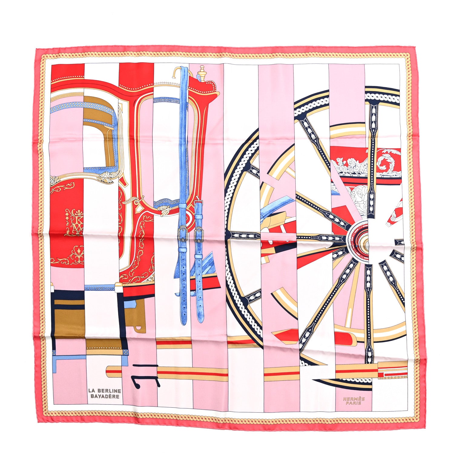 Hermes Silk La Berline Bayadere Scarf 90 Vieux Rose Rouge 1172759 ...