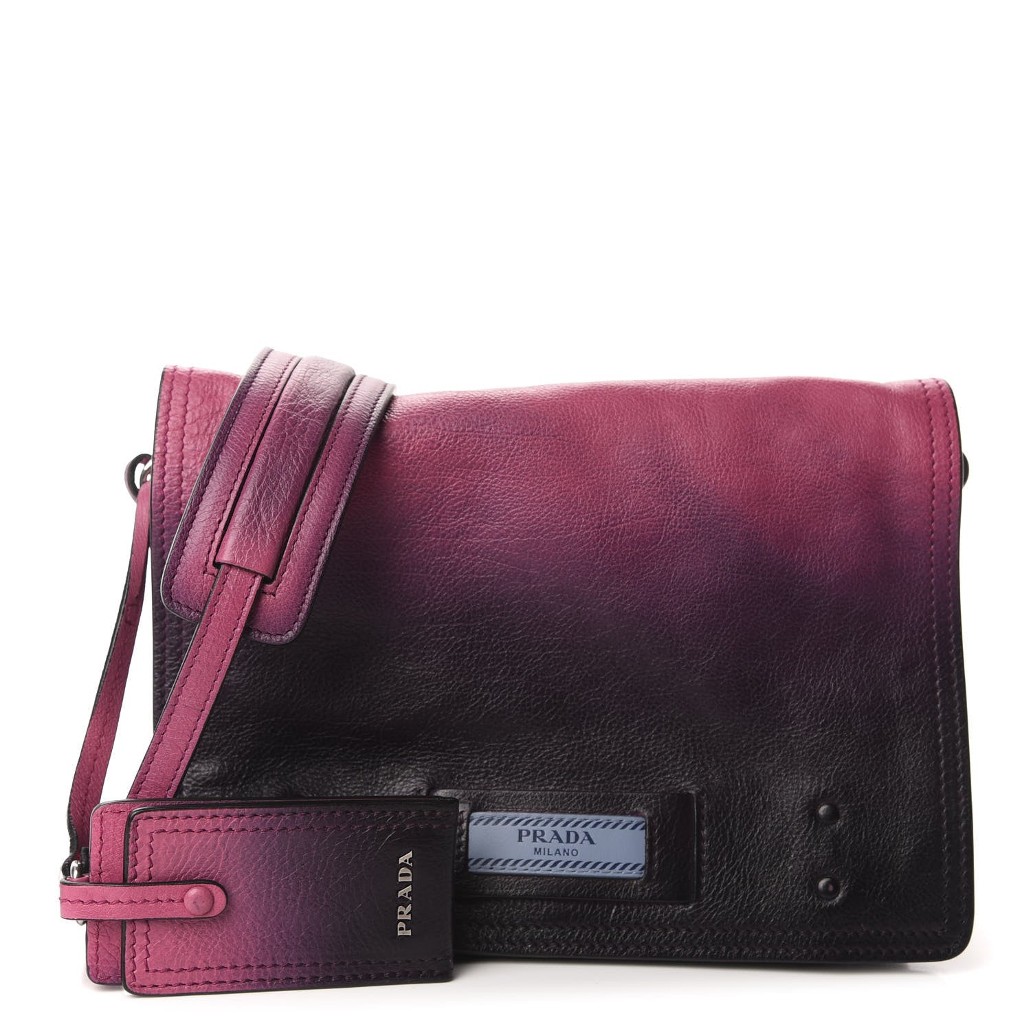 Prada Glace Calf Ombre Etiquette Flap Fuxia Astrale 657364 – FASHIONPHILE