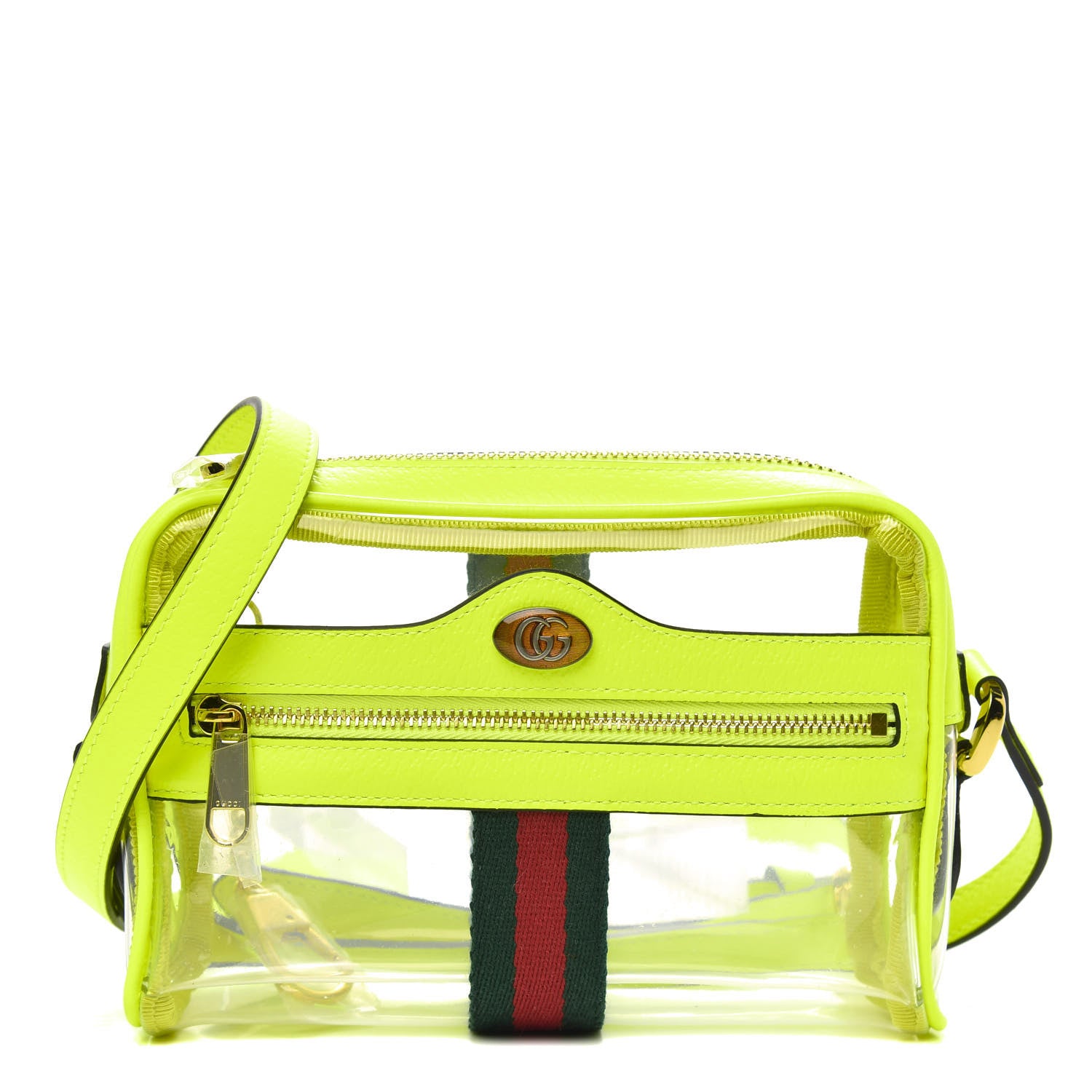 Gucci Vinyl Web Mini Ophidia Transparent Shoulder Bag Yellow Fluo ...