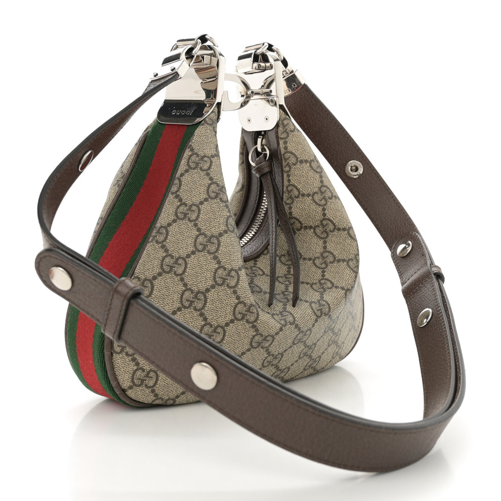 Gucci GG Supreme Monogram Textured Calfskin Web Small Attache Shoulder ...