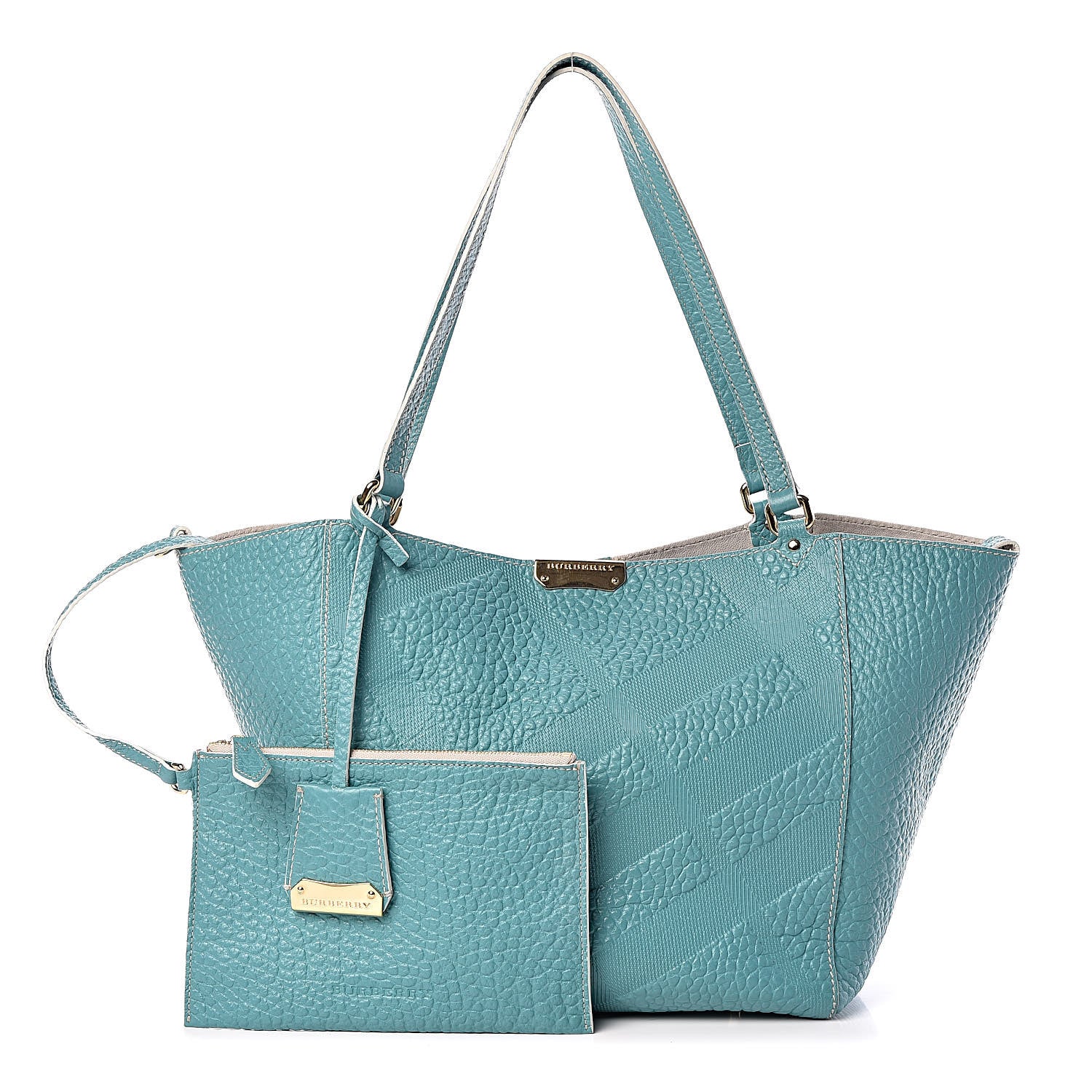 Burberry Signature Grain Calfskin Check Embossed Small Canterbury Tote ...