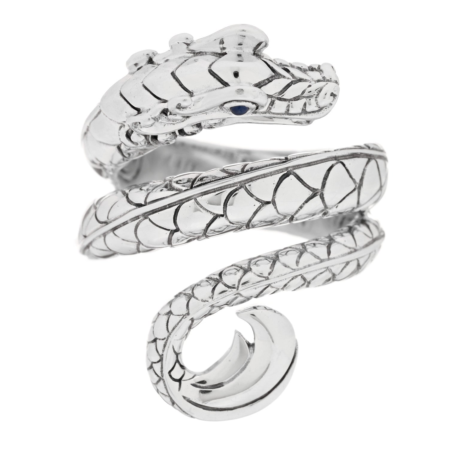 John Hardy Sterling Silver Blue Sapphire Naga Dragon Coil Ring 58 8.25 ...