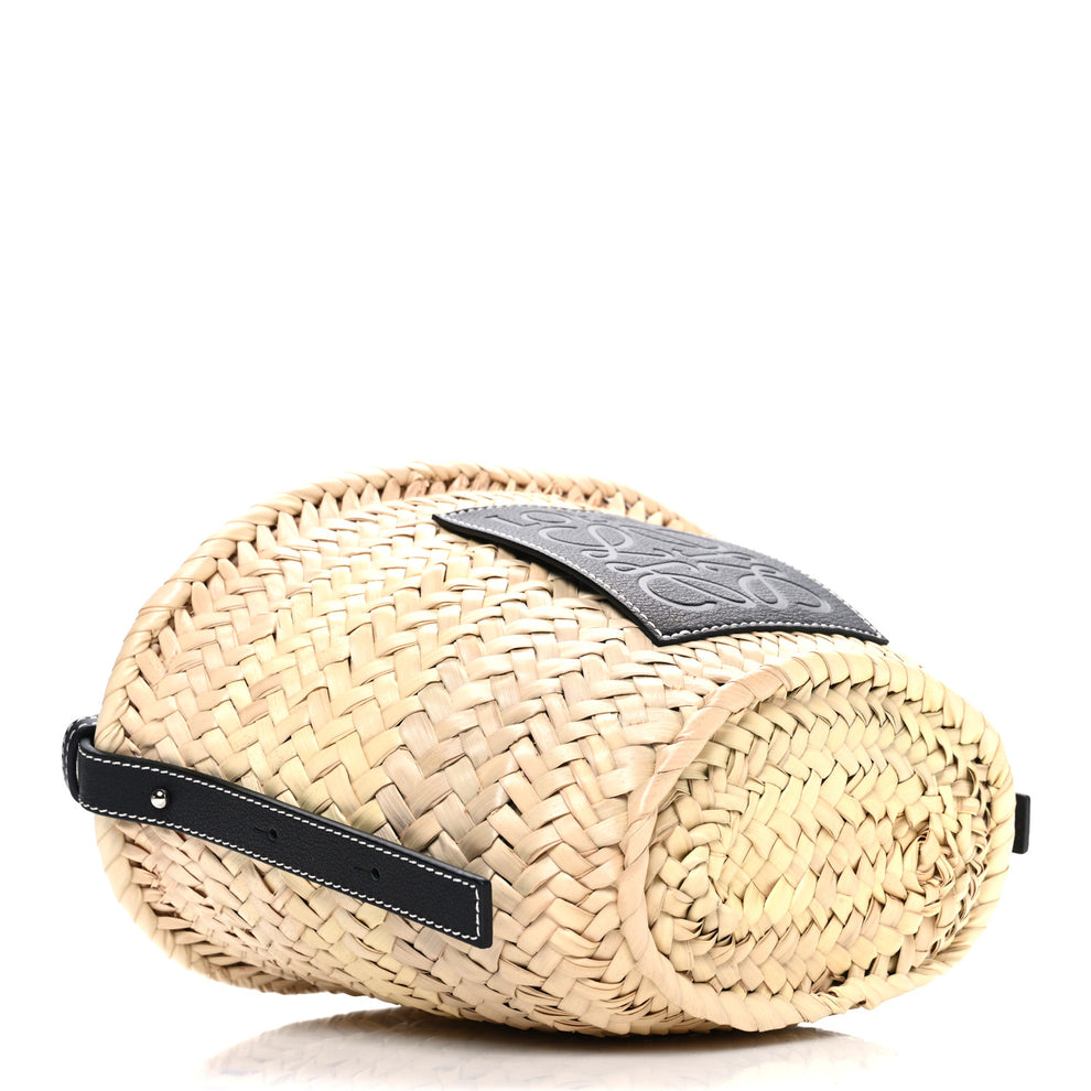 Loewe Raffia Drawstring Basket Tote Bag Natural Black 1775819 ...