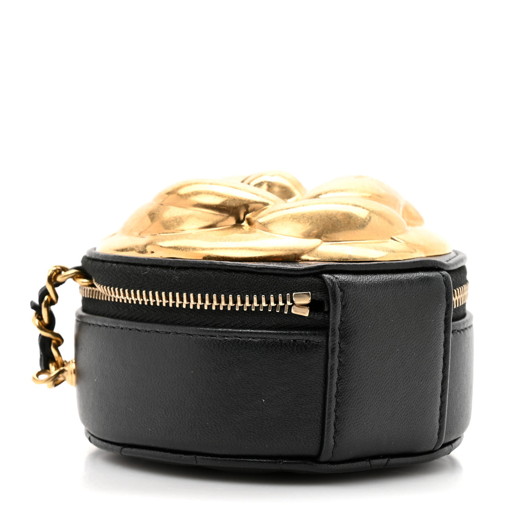 Chanel Lambskin Mini Camellia Bouquet Clutch With Chain Black Gold ...