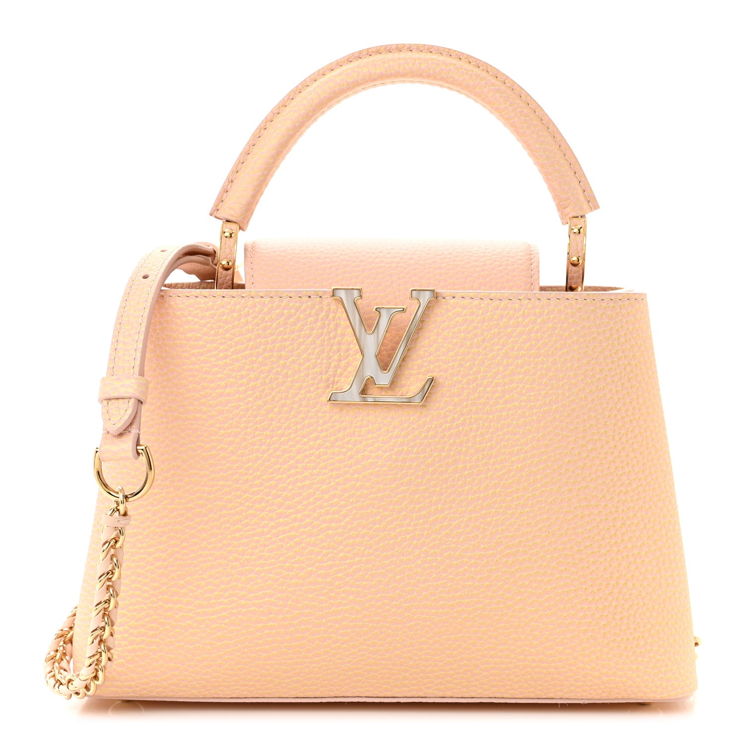 Louis Vuitton Metallic Taurillon Seashell Capucines BB Pink Yellow ...