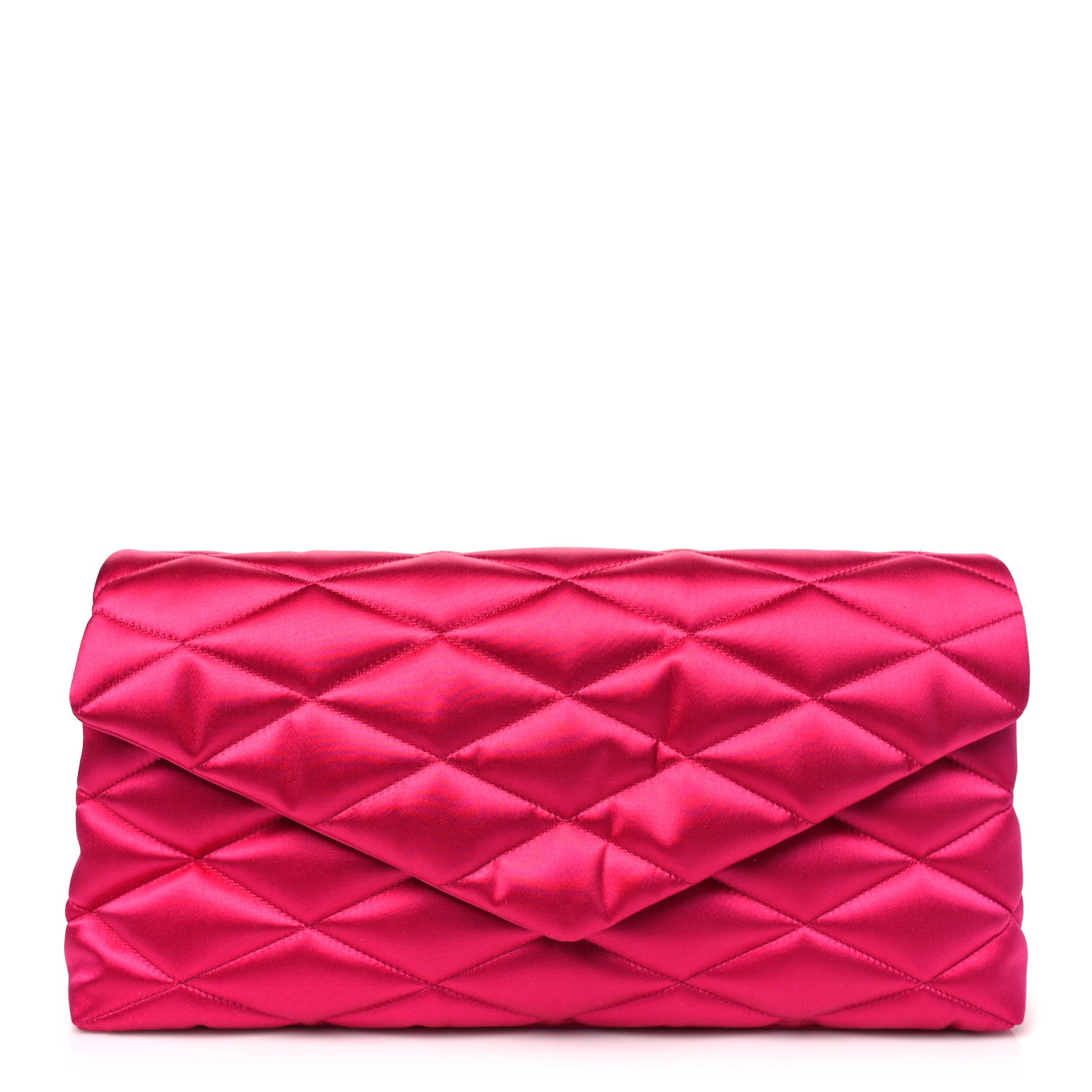 Saint Laurent Satin Quilted Sade Puffer Envelope Clutch Bubblegum ...