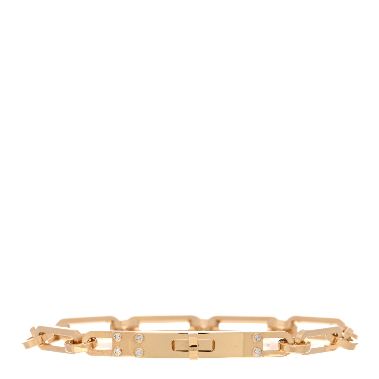 Hermes 18K Yellow Gold Diamond PM Kelly Chaine Bracelet SH 1397020 ...