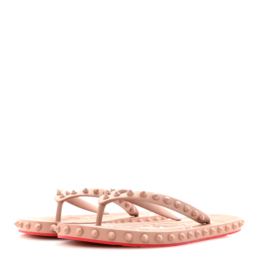 Christian Louboutin Rubber Spike Super Loubi Flip Flop Sandals 36 Nude ...