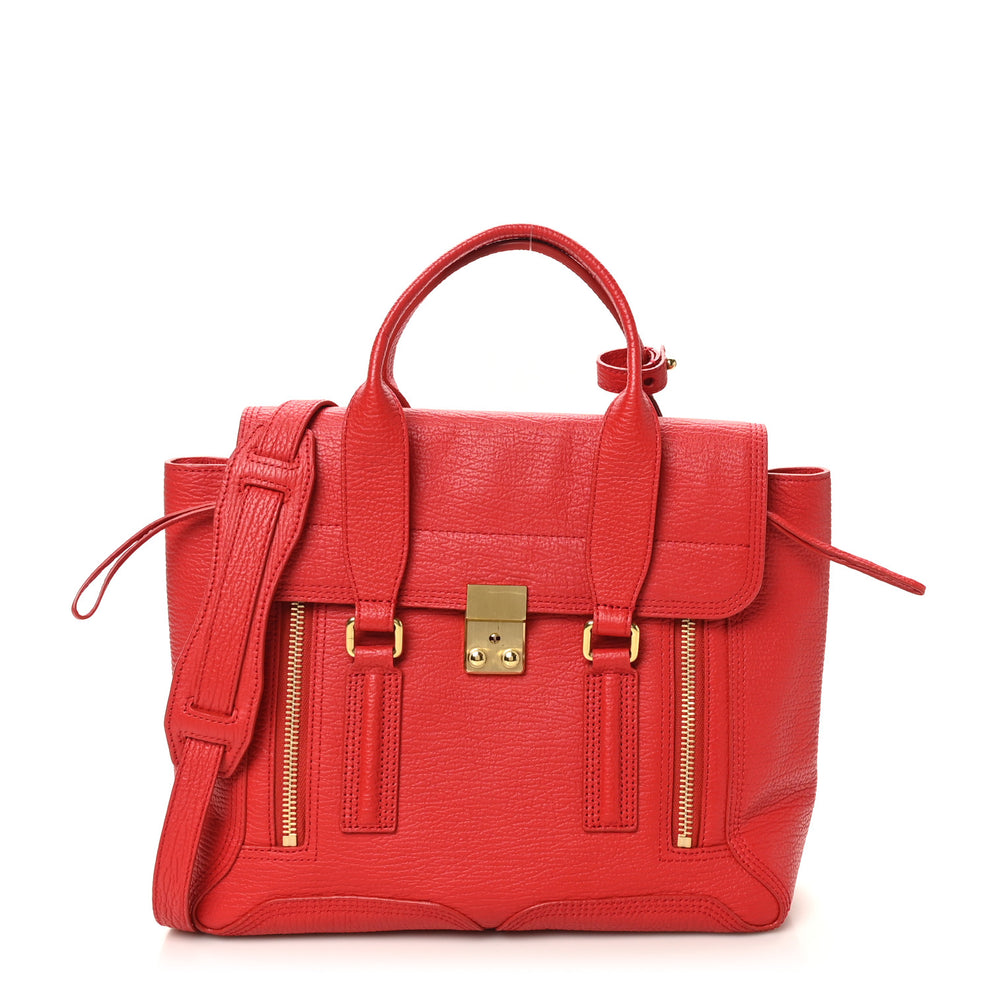 3.1 Phillip Lim Textured Calfskin Medium Pashli Satchel Red 1787700 ...