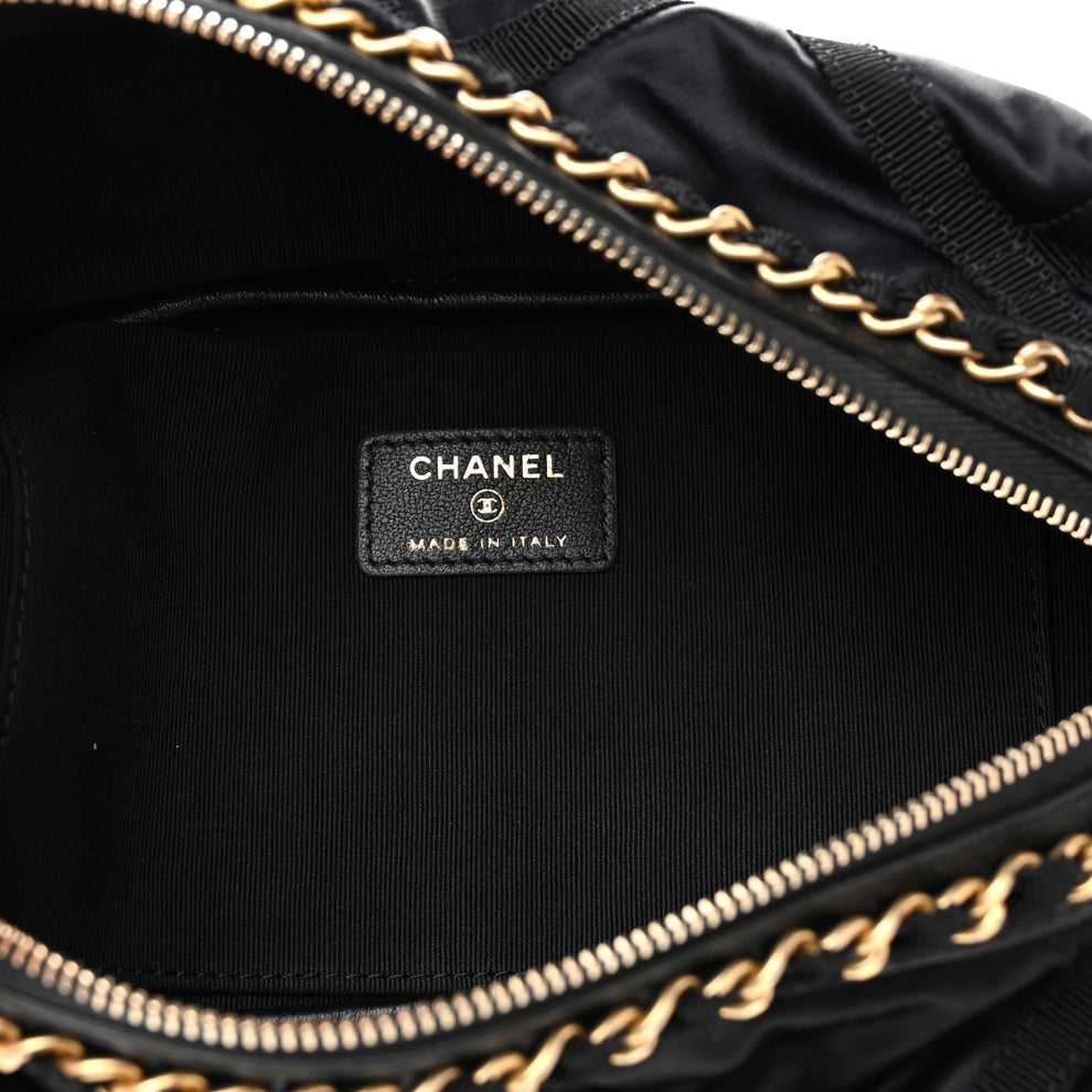 Chanel Nylon Grosgrain Lifestyle Pouch With Sleep Mask Black 1795252 ...