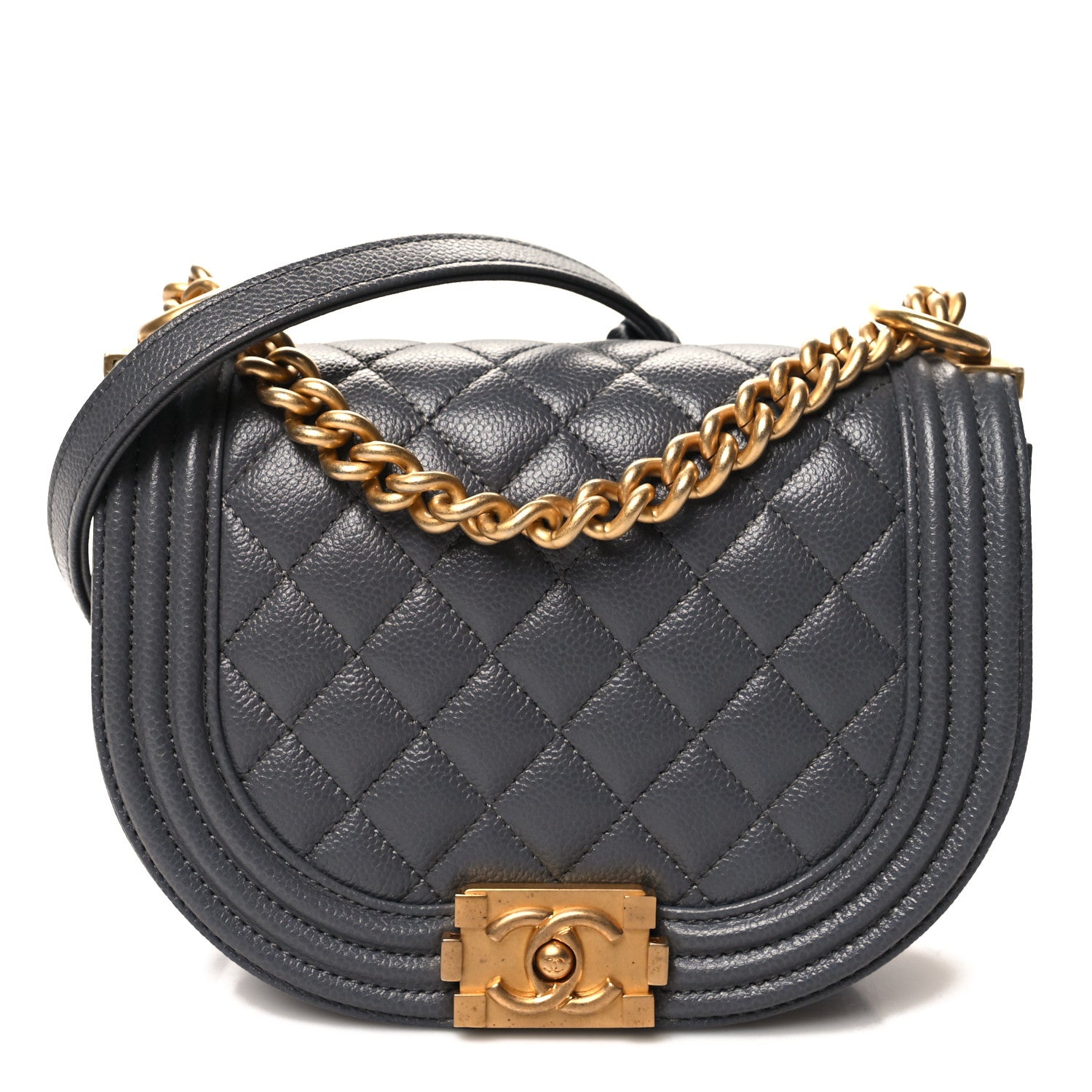 Chanel Caviar Quilted Small Boy Messenger Bag Dark Grey 1540223 ...