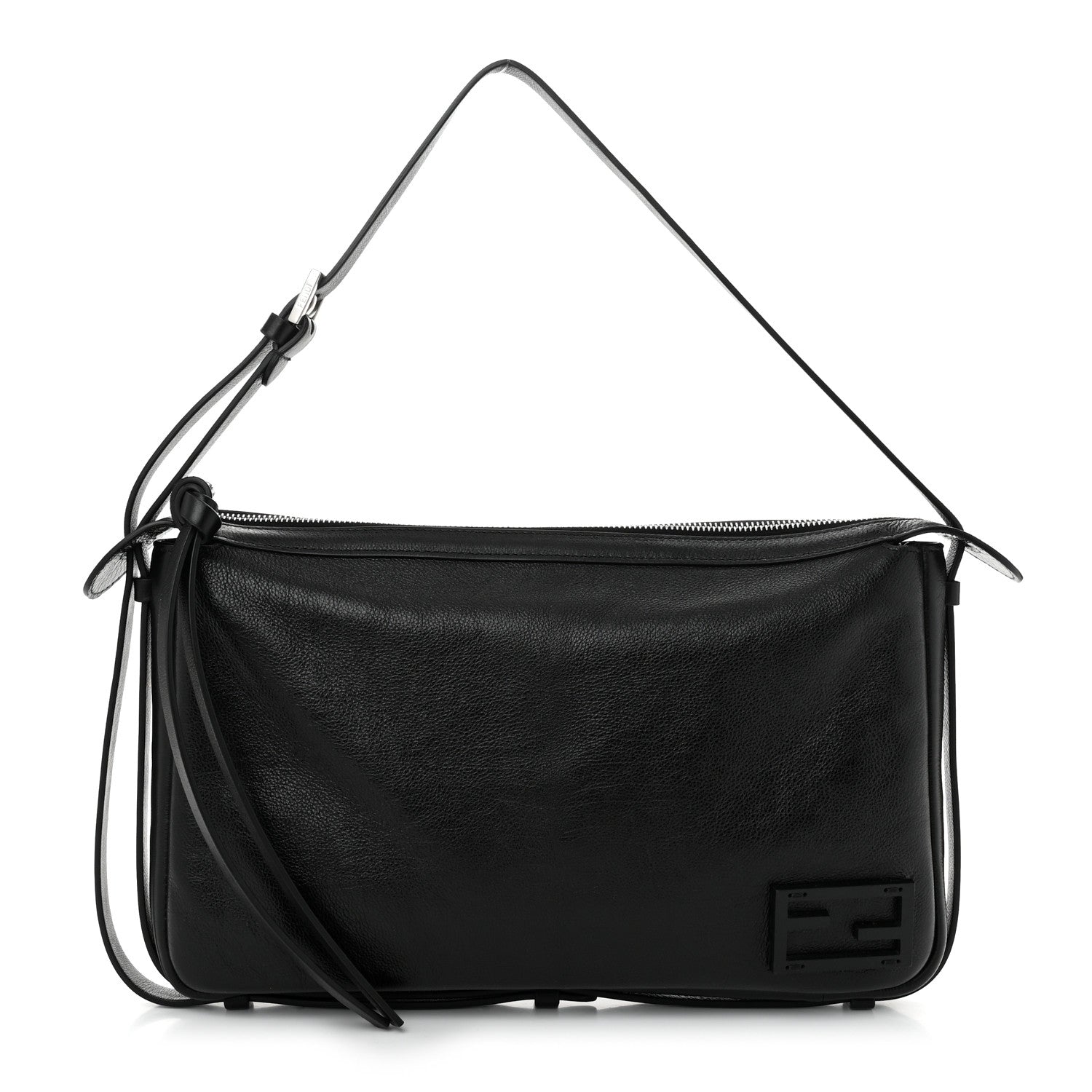 Fendi Vitello Medium Simply Fendi Shoulder Bag Black 1631707 – FASHIONPHILE