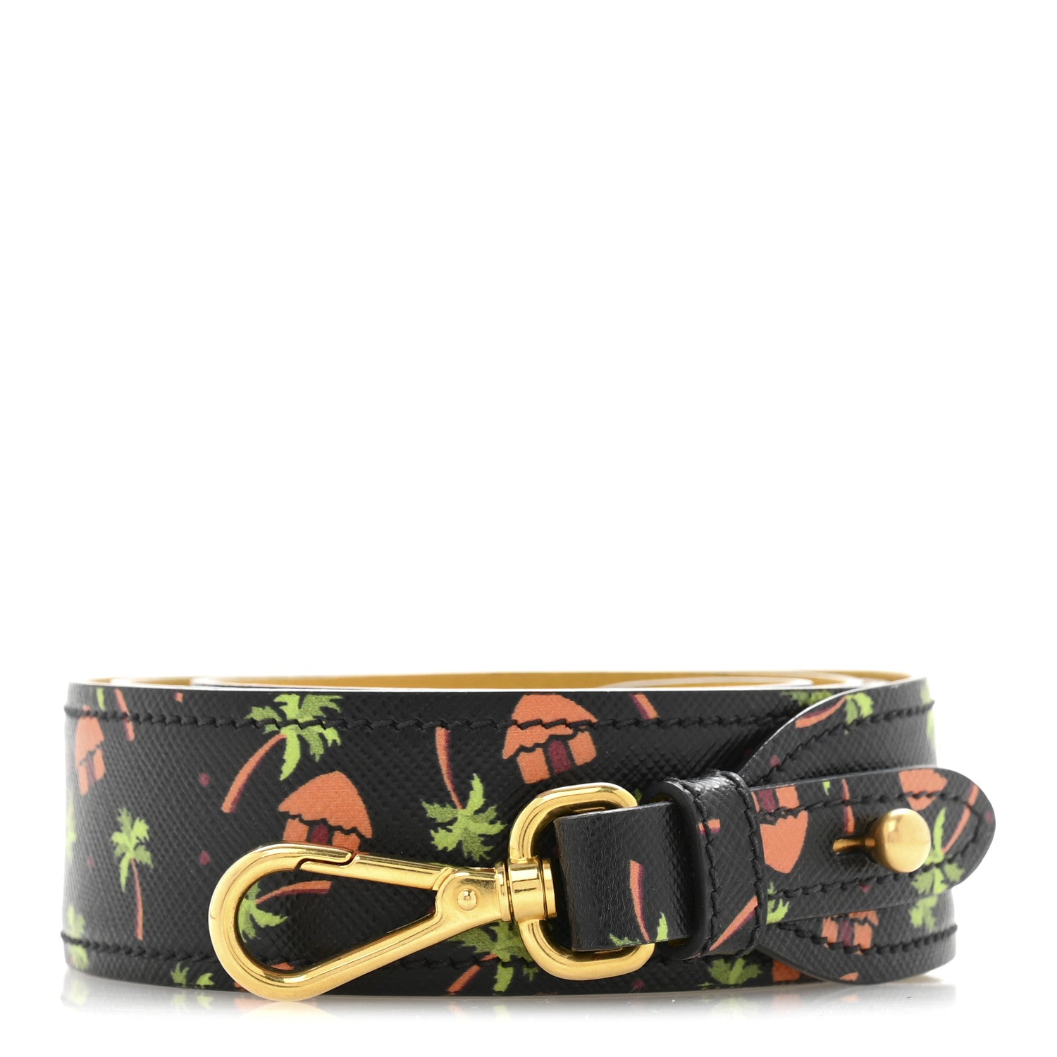 Prada Saffiano Palm Tree Print Shoulder Strap Black 1717683 – FASHIONPHILE