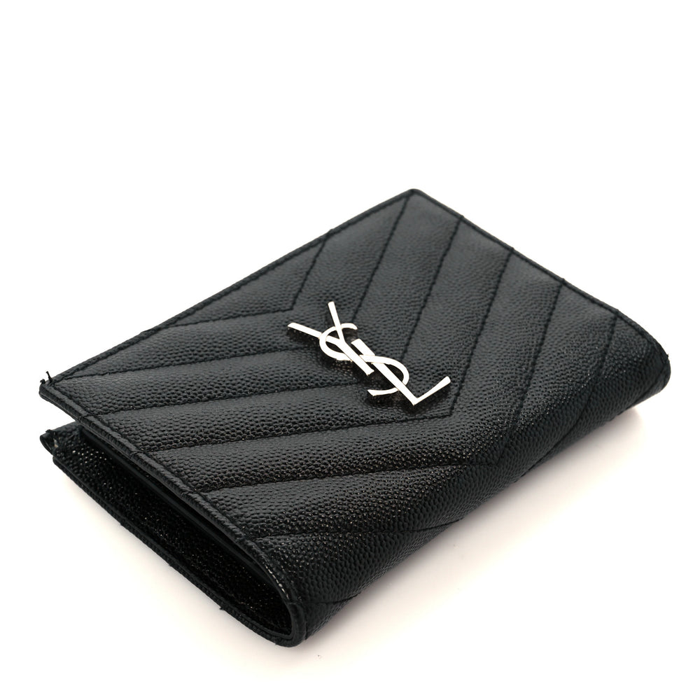 Saint Laurent Grain De Poudre Matelasse Chevron Monogram Zipped Two ...