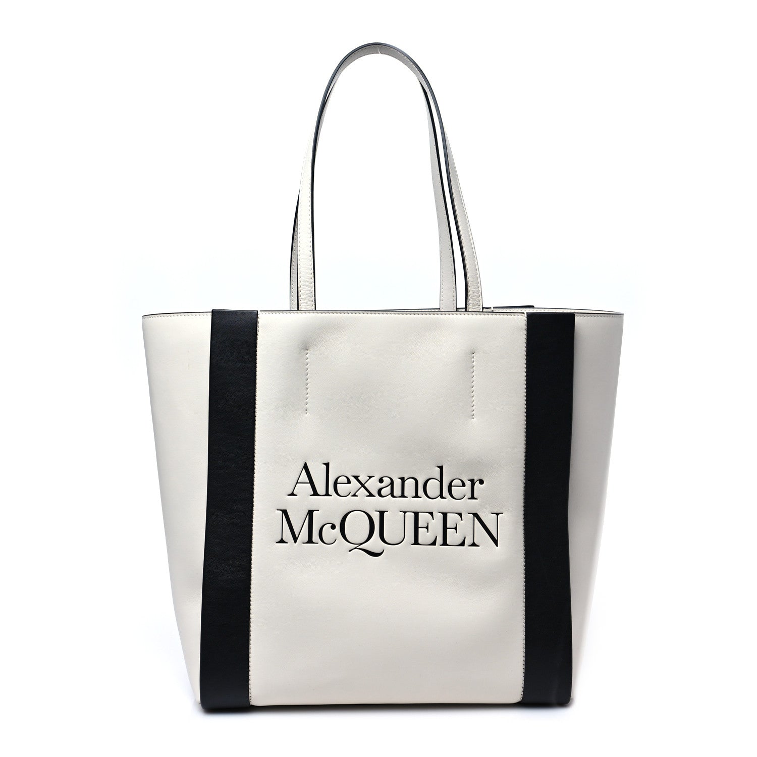 Alexander McQueen Calfskin Embossed Signature Shopper White Red 1188867 ...