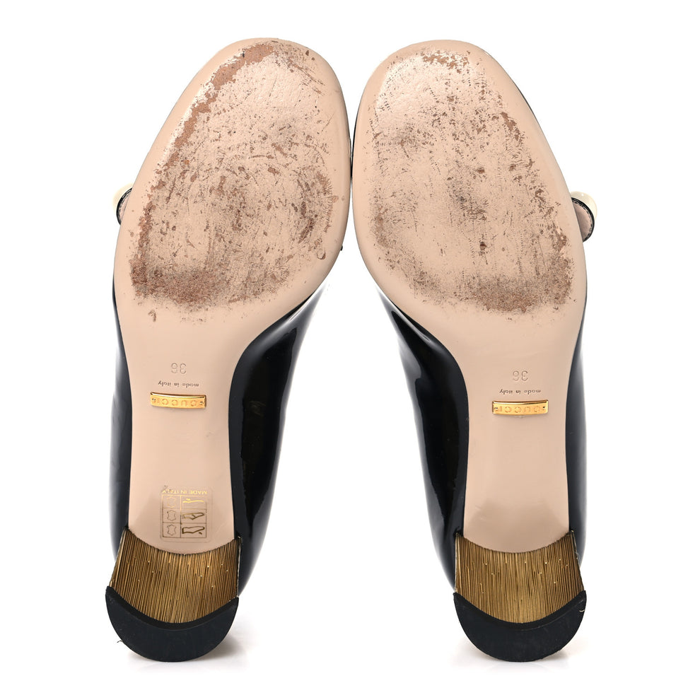 Gucci Vernice Crystal Pearl Embellished Mary Jane Pumps 36 Black ...