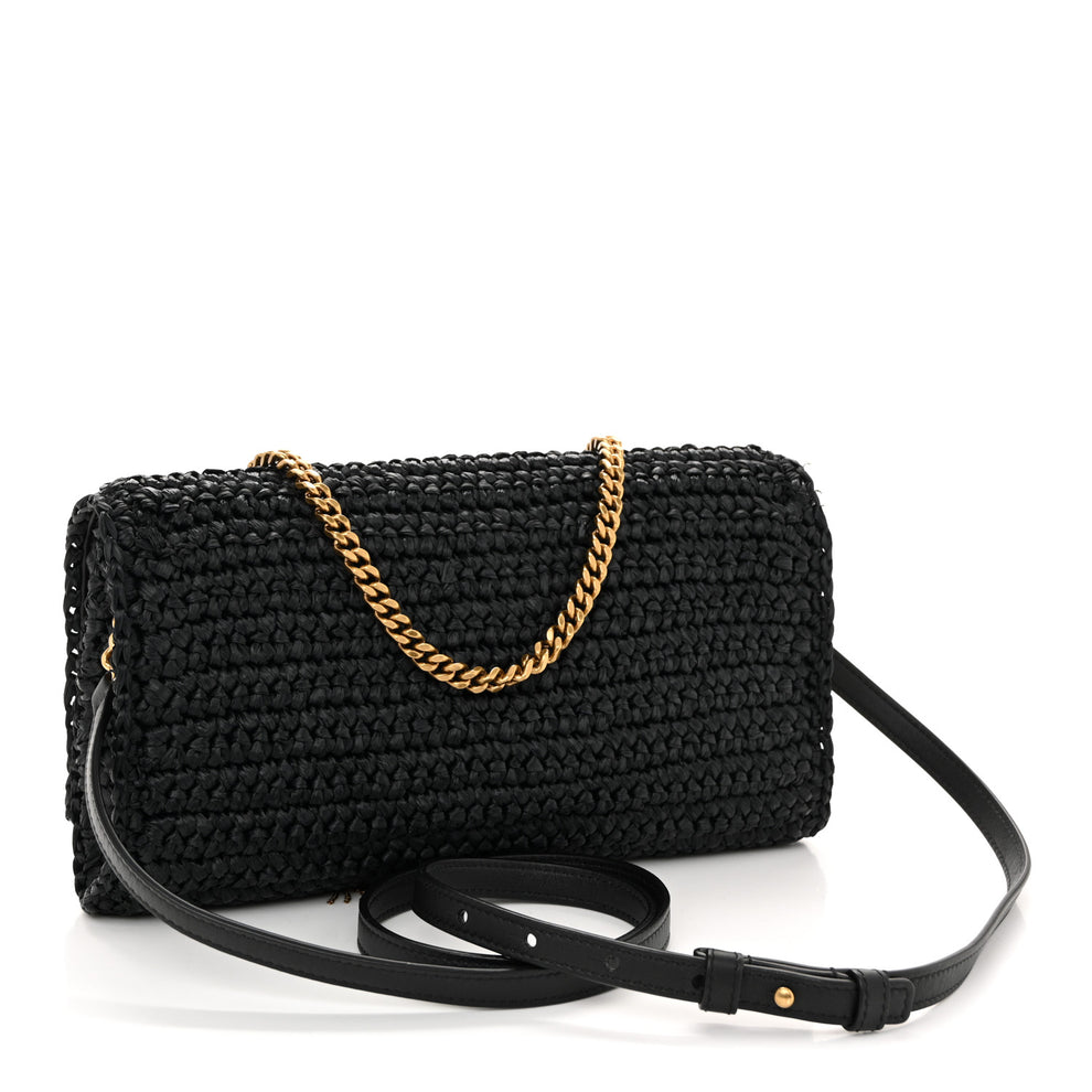 Saint Laurent Raffia Monogram Tassel Kate 99 Black 1800035 – FASHIONPHILE