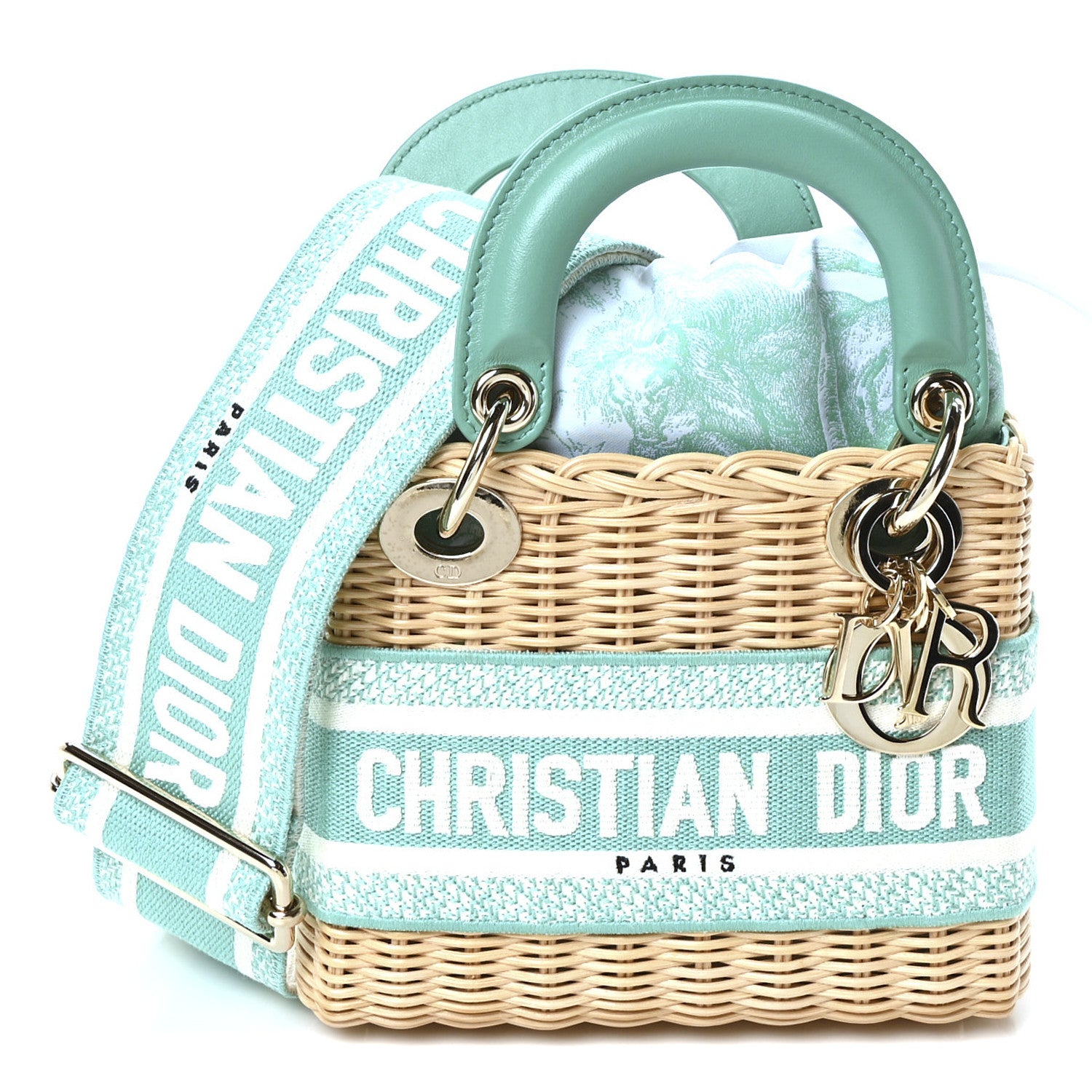 Christian Dior Wicker Oblique Mini Lady Dior Bag Aquamarina 1704150 ...