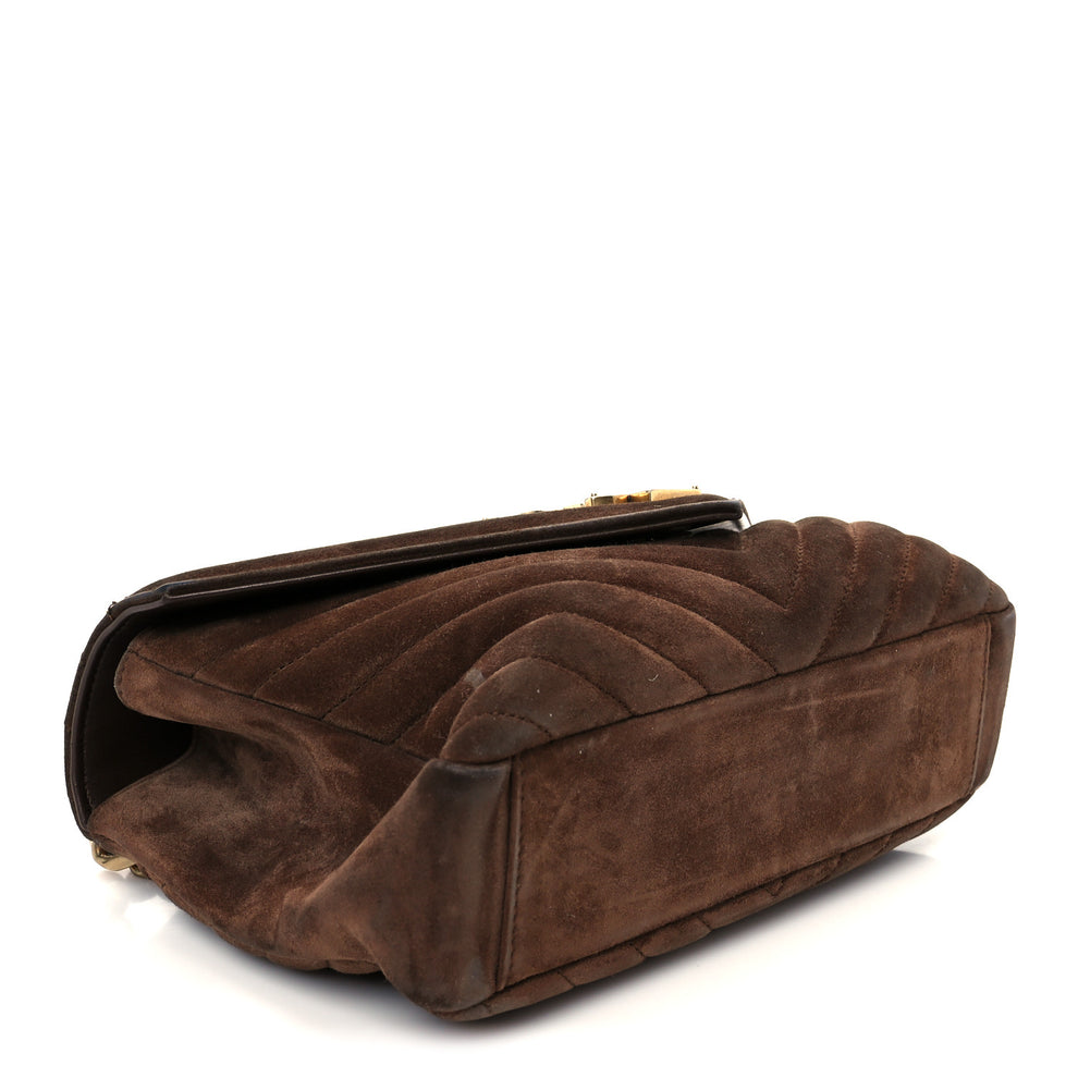 Saint Laurent Suede Matelasse Chevron Monogram Medium College Bag Bark ...