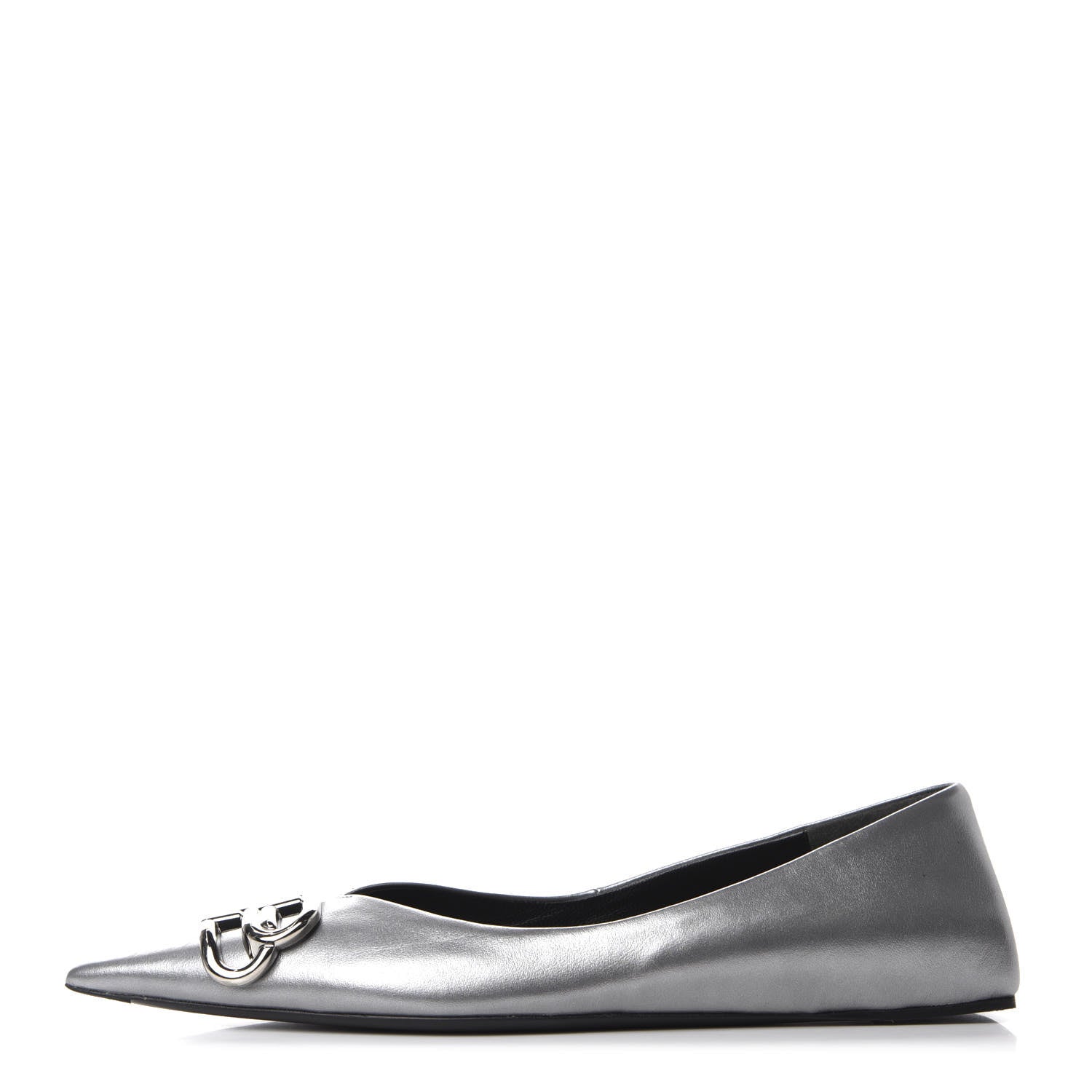 Balenciaga Metallic Calfskin BB Knife Pointy Toe Ballerina Flats 36 ...