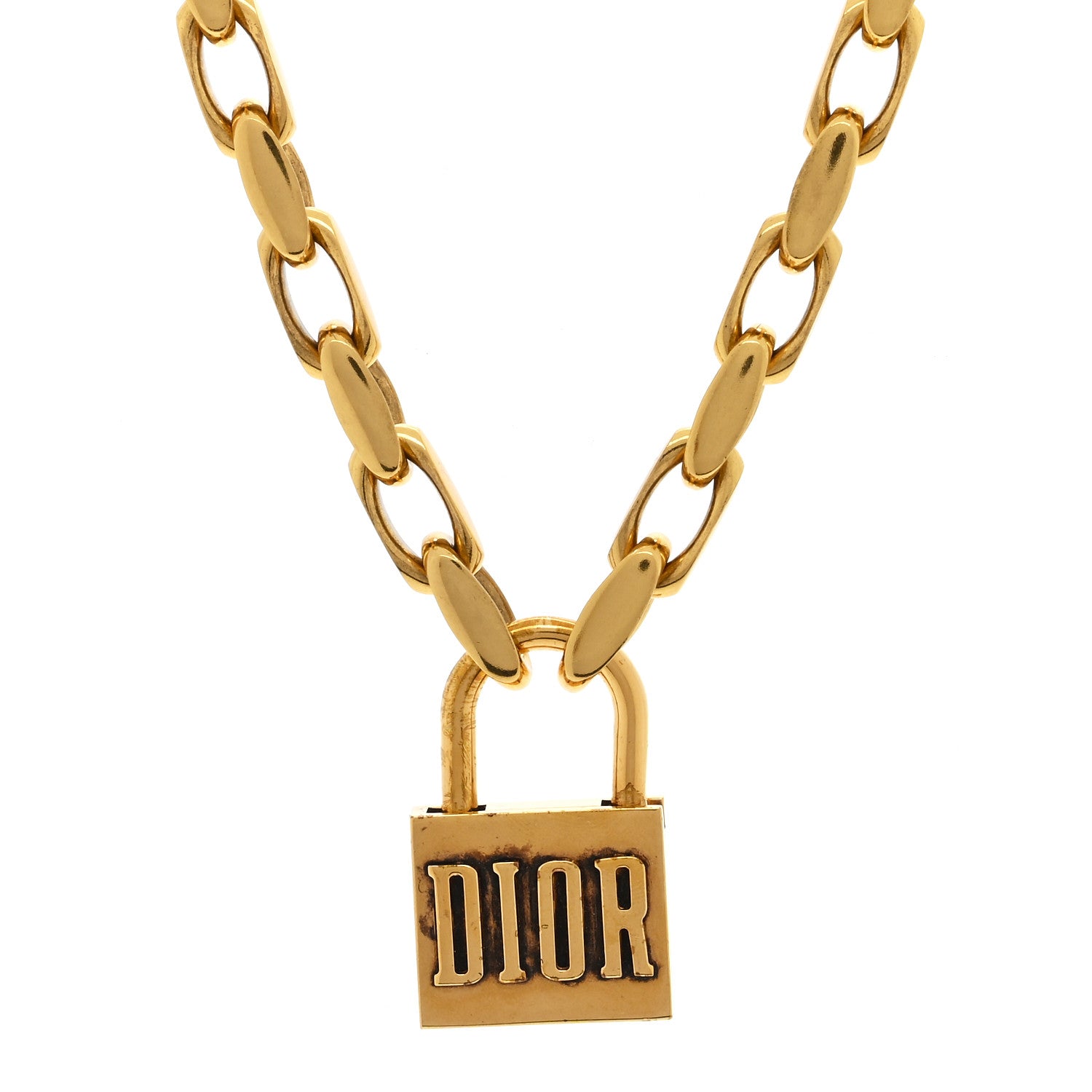 Christian Dior Metal Lucky Locket Choker Necklace Aged Gold 1426768 ...