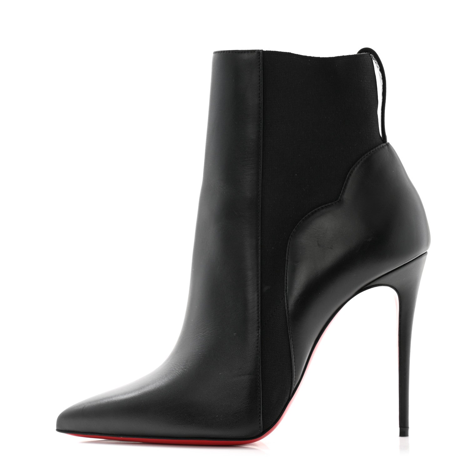 Christian Louboutin Calfskin Chelsea Chick 100 Stiletto Boots 38 Black ...