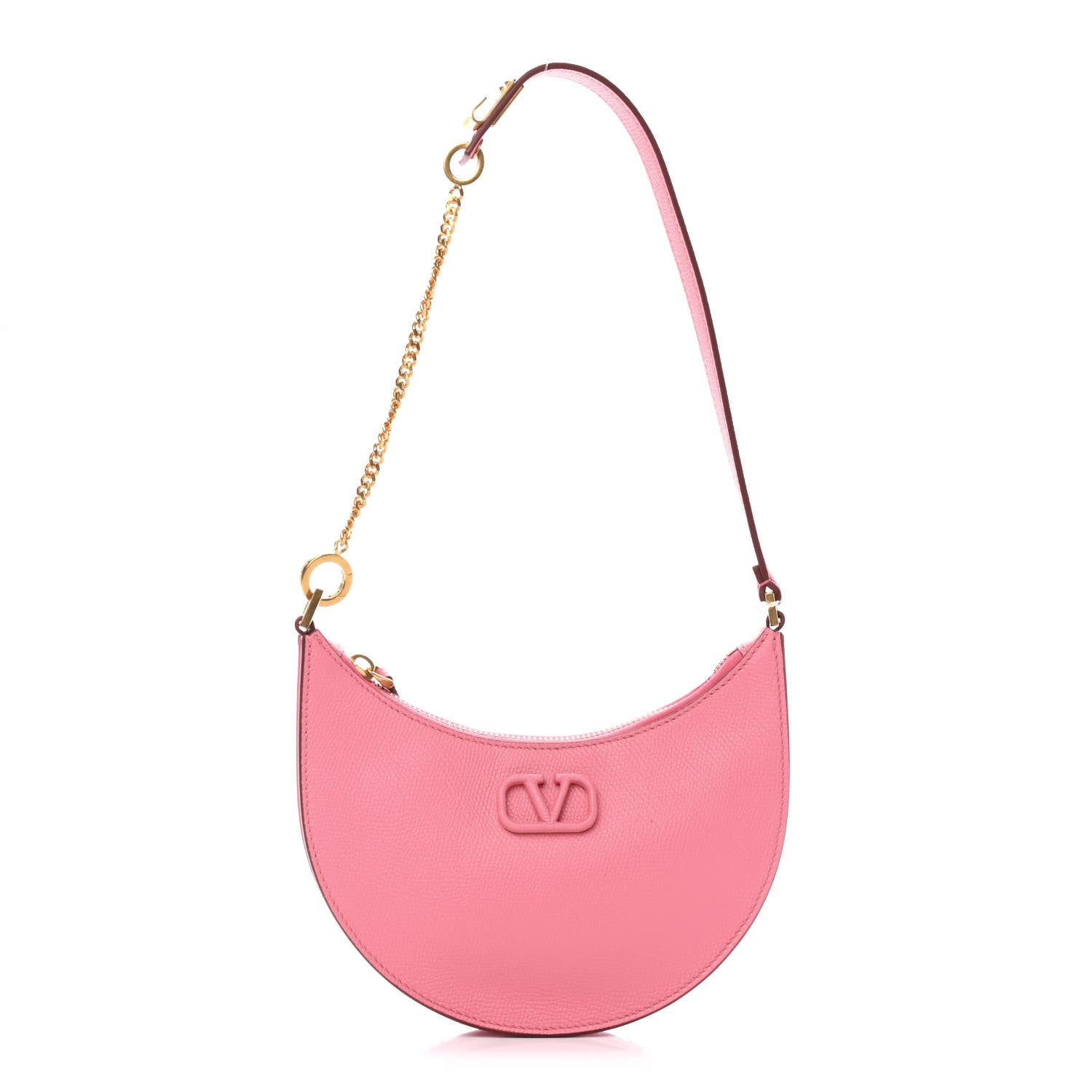 Valentino Garavani Grainy Calfskin Mini Vlogo Hobo Bag Flamingo Pink ...