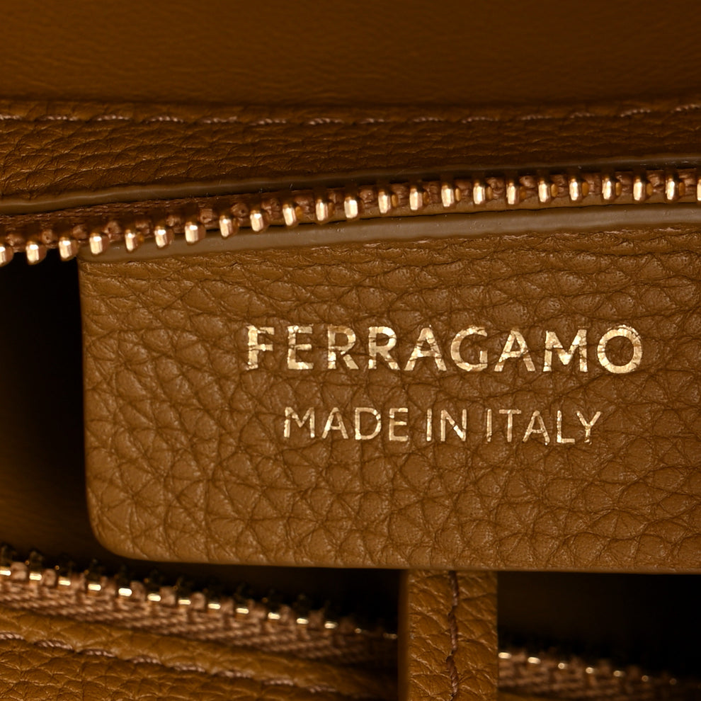 Salvatore Ferragamo Hammered Calfskin Medium Hug Bag Testa Di Moro ...