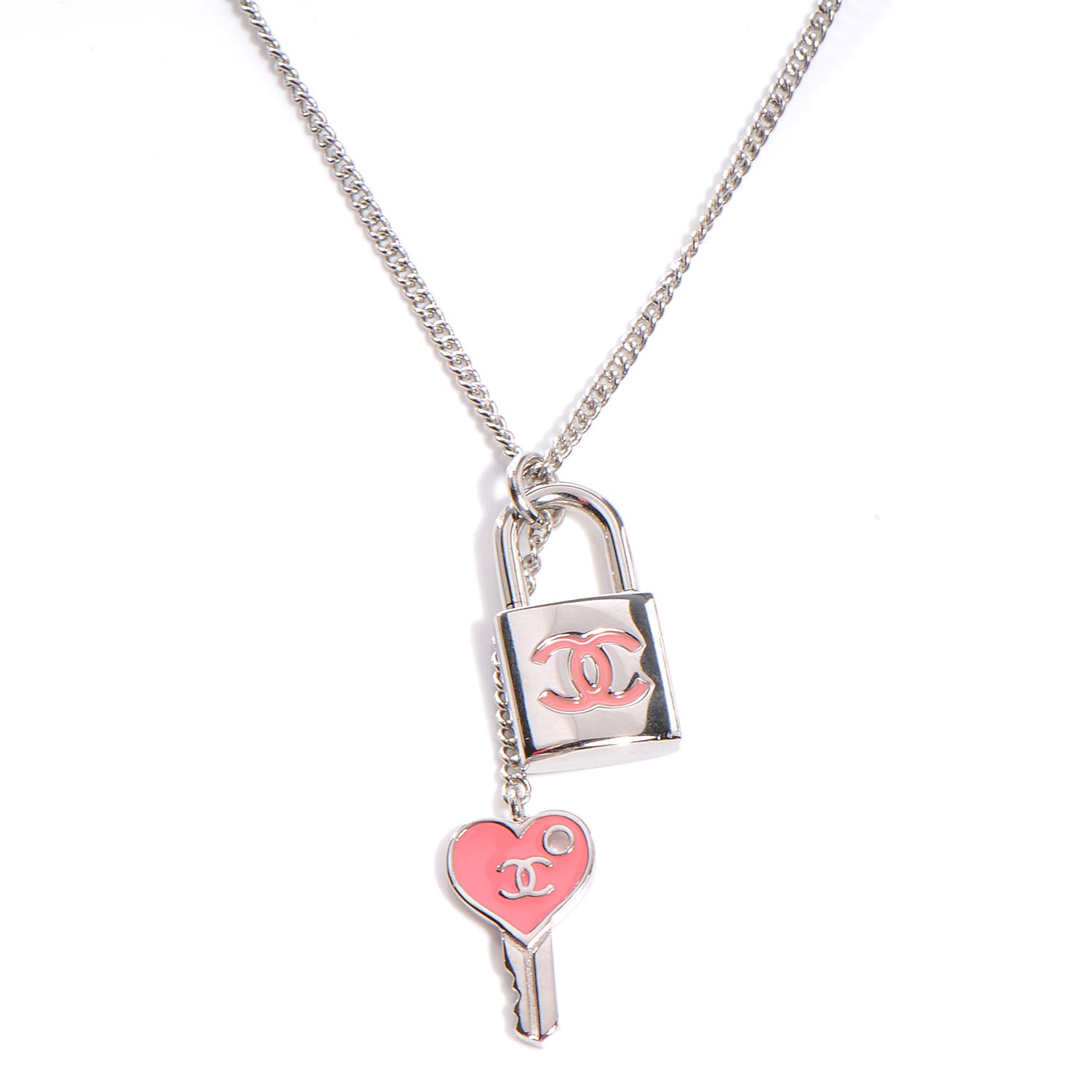 Chanel Padlock and Key CC Necklace Pink 54325 – FASHIONPHILE