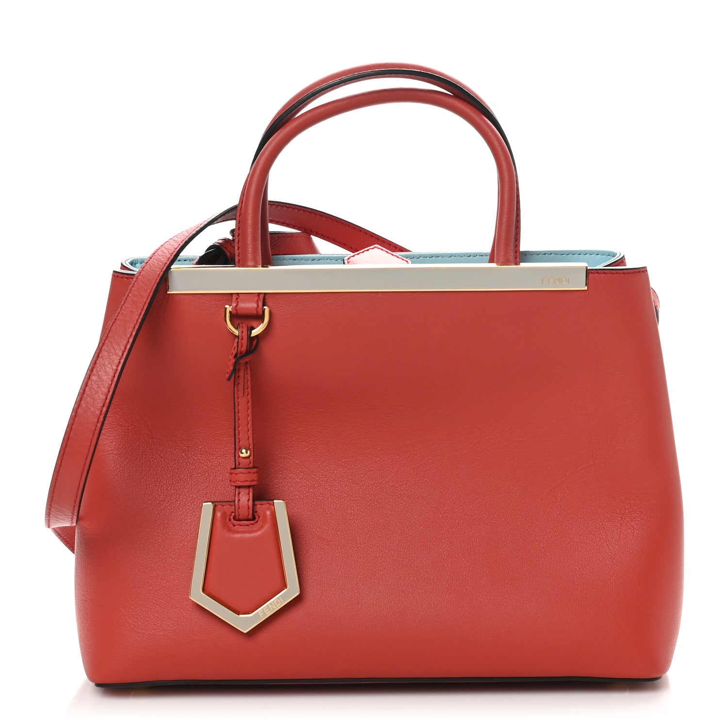 Fendi Vitello Dolce Century Petite 2Jours Tote Bloody Mary Turchese ...