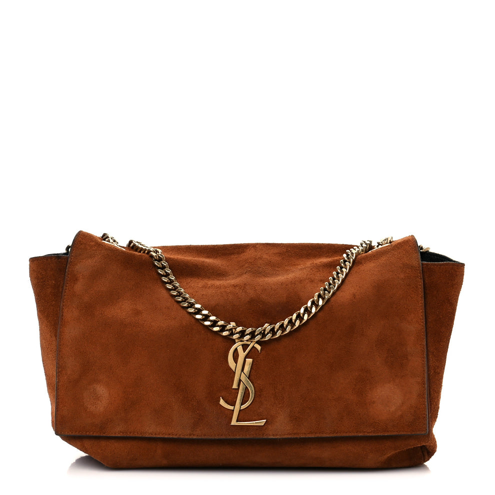 Saint Laurent Calfskin Crocodile Embossed Suede Medium Reversible ...