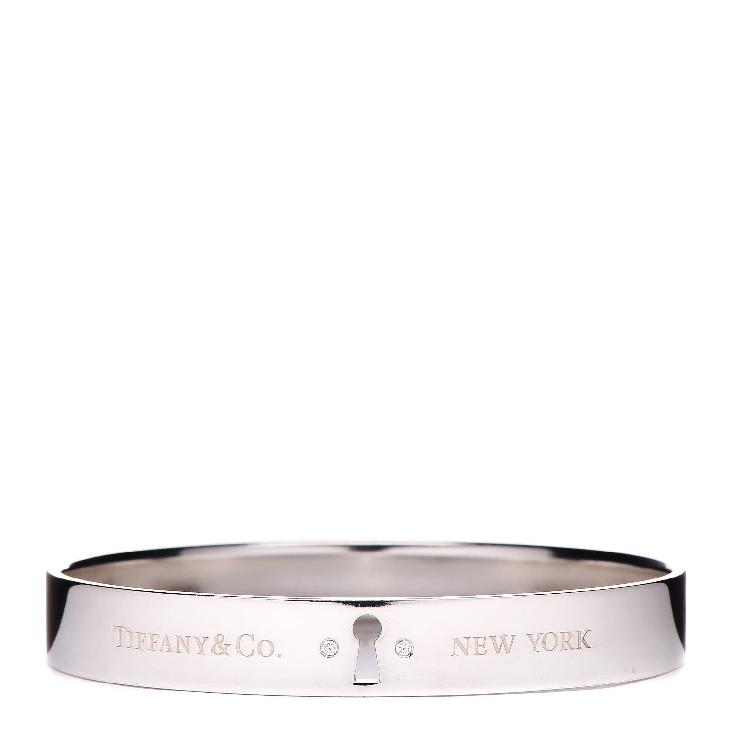 Tiffany Sterling Silver Diamond Narrow Locks Bangle Bracelet 387925 ...