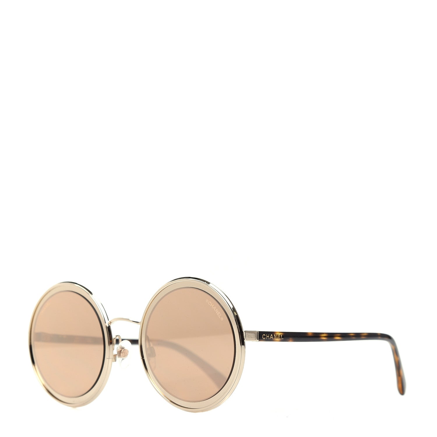 Chanel Metal Round Sunglasses 4226 Tortoise Gold 780388 – FASHIONPHILE
