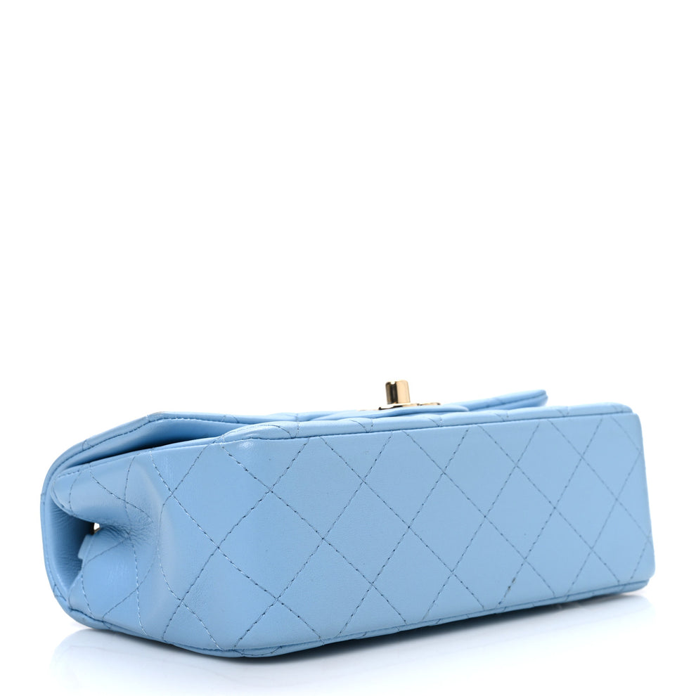 Chanel Lambskin Quilted Mini Rectangular Flap Light Blue 1782001 ...