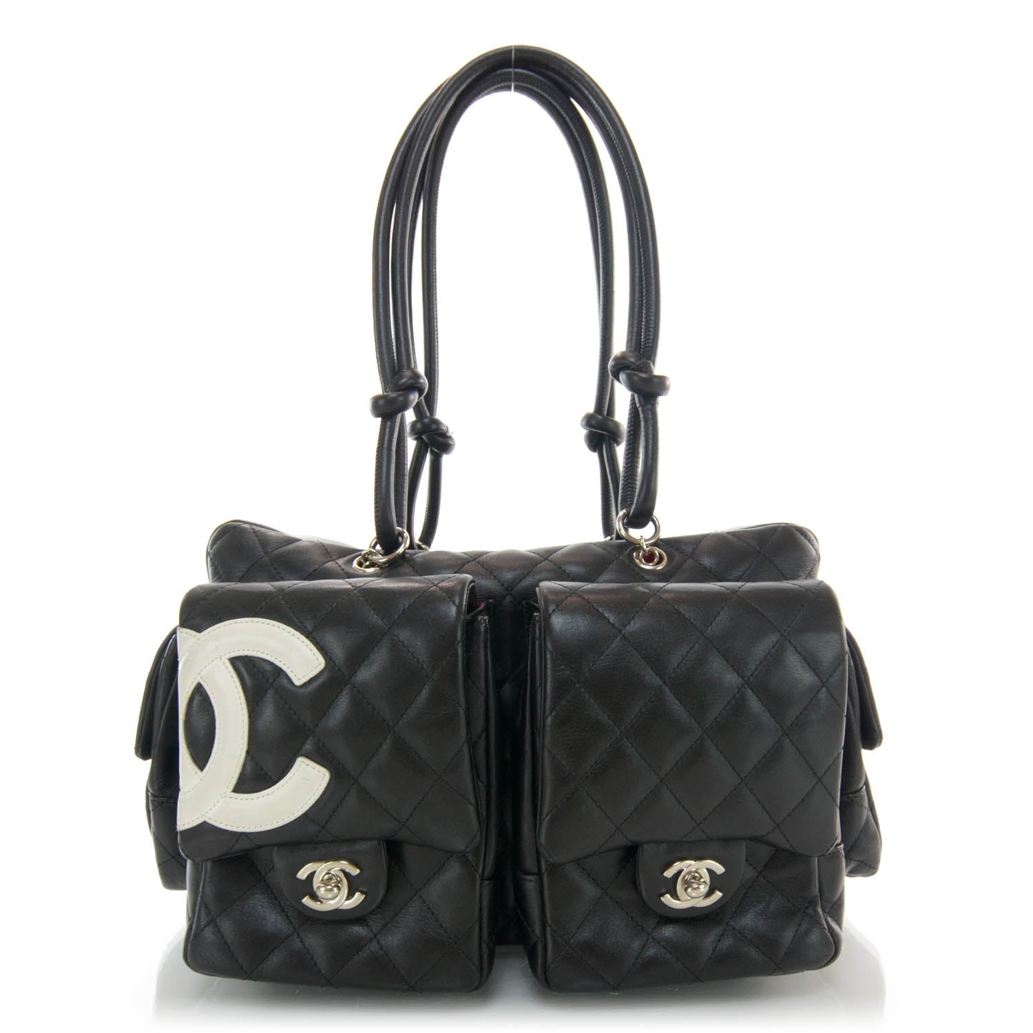 Chanel Calfskin Quilted Large Cambon Multipocket Reporter Black White ...