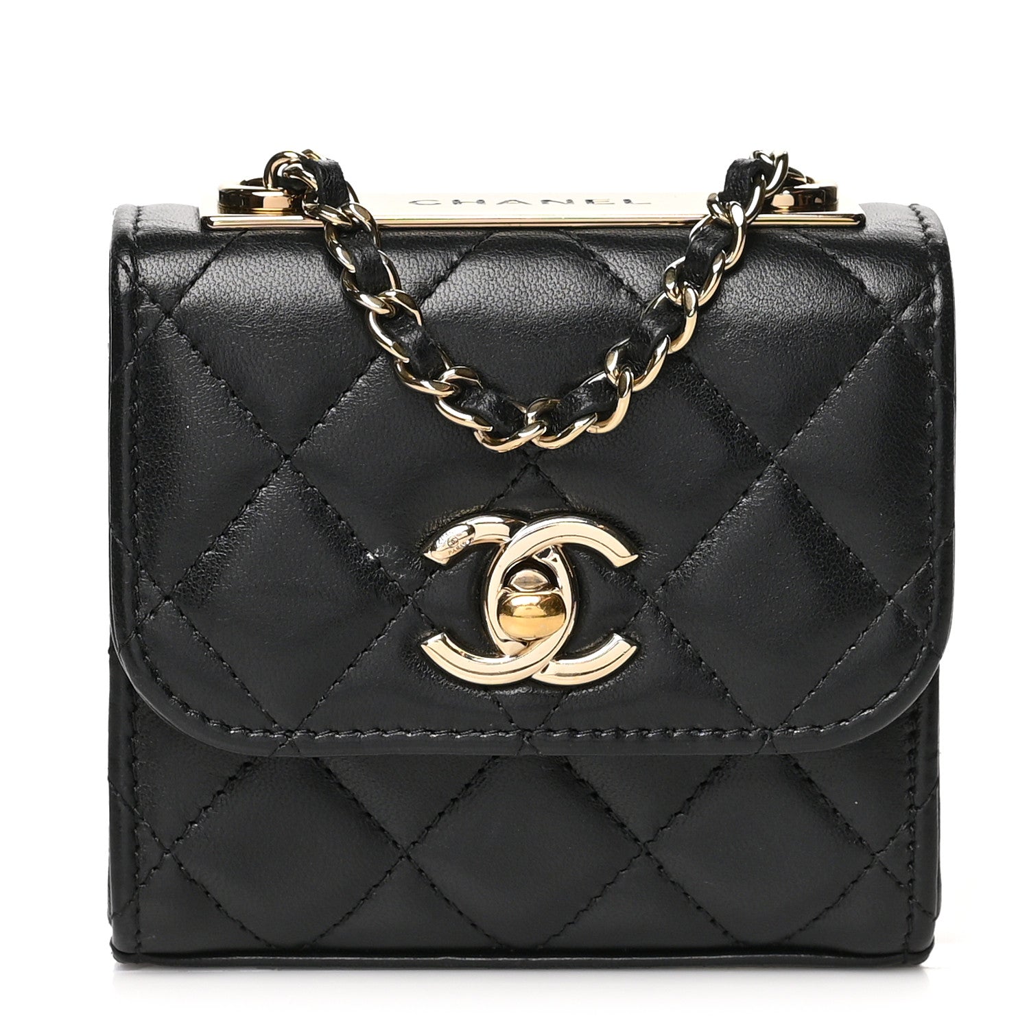 Chanel Lambskin Quilted Mini Trendy CC Chain Wallet Black 1136302 ...