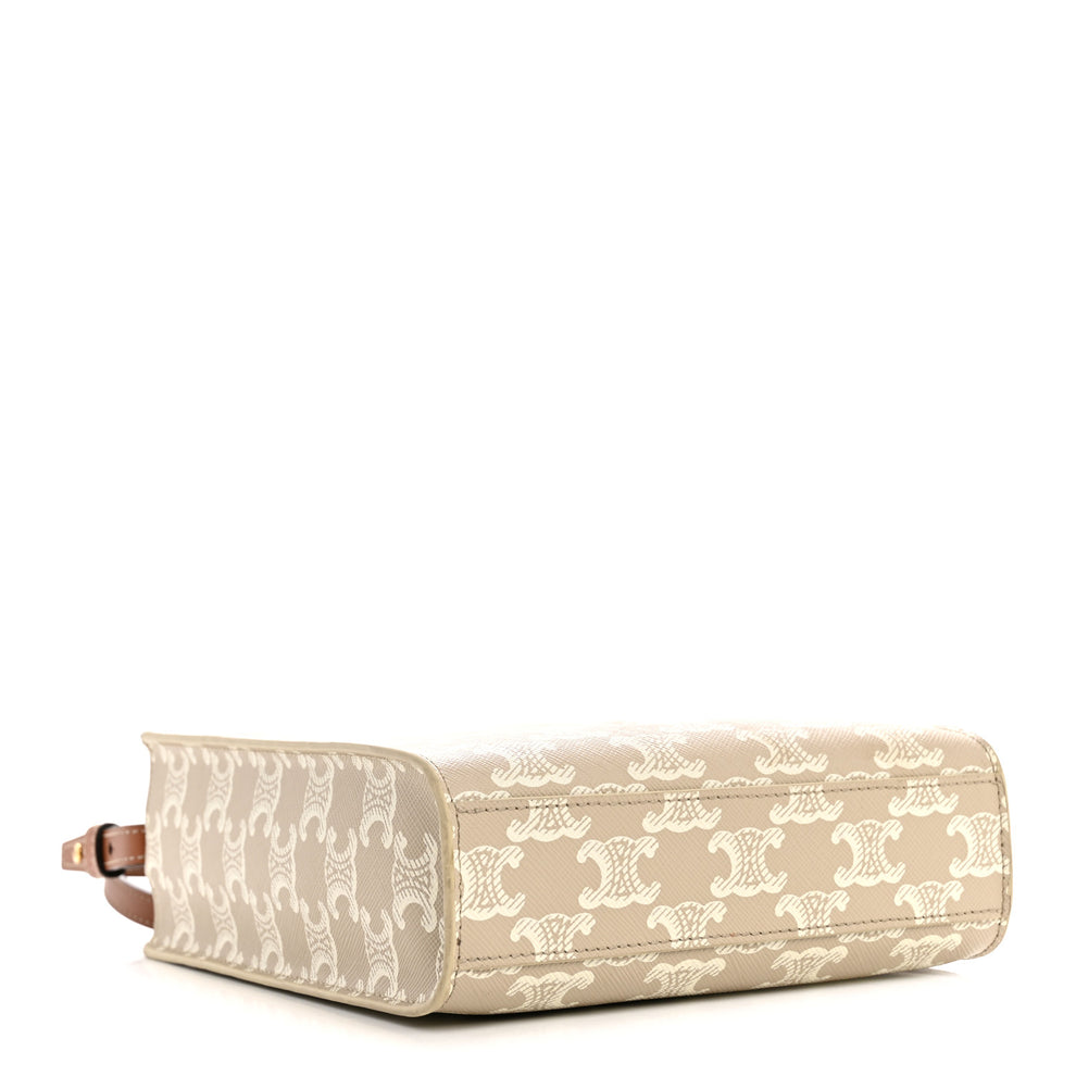 Celine Triomphe Canvas Calfskin Mini Vertical Cabas Grege 1800025 ...