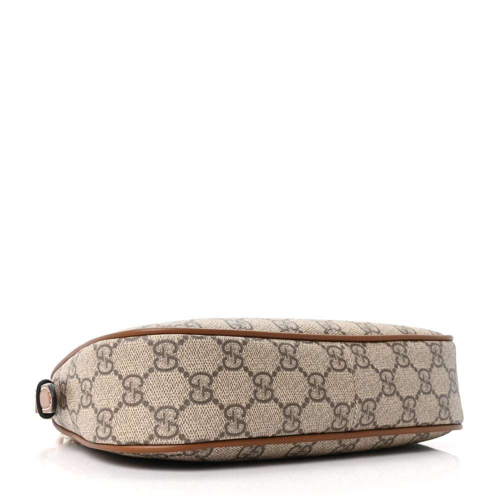Gucci GG Supreme Monogram Textured Calfskin Small Emblem Shoulder Bag ...