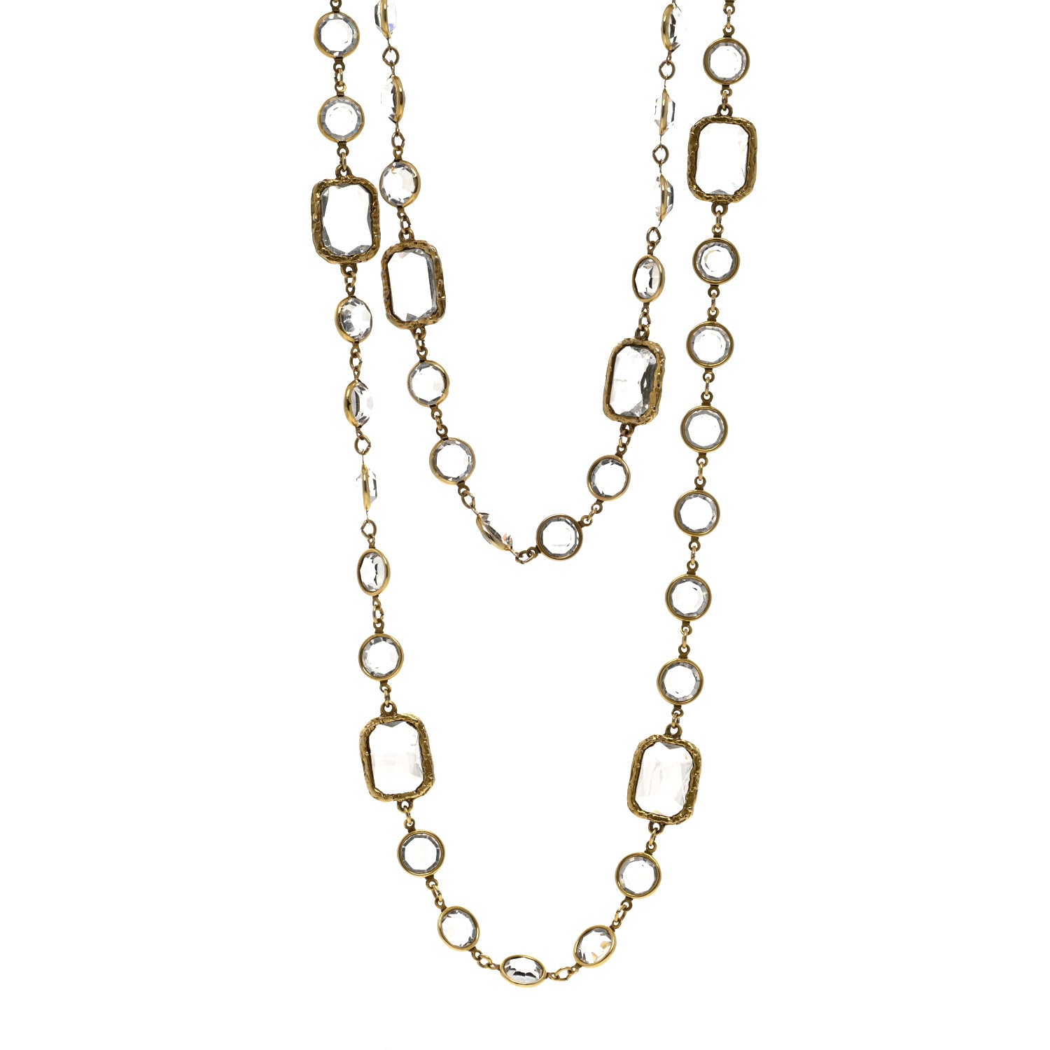 Chanel Swarovski Crystal Chicklet Sautoir Necklace Gold 1665923 ...