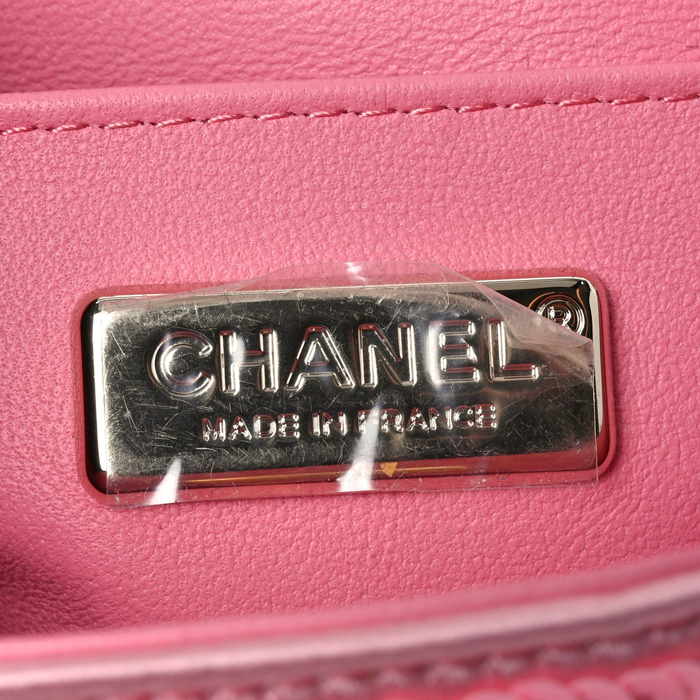 Chanel Satin Sequin Embellished Mini Rectangular Flap Pink White Blue ...