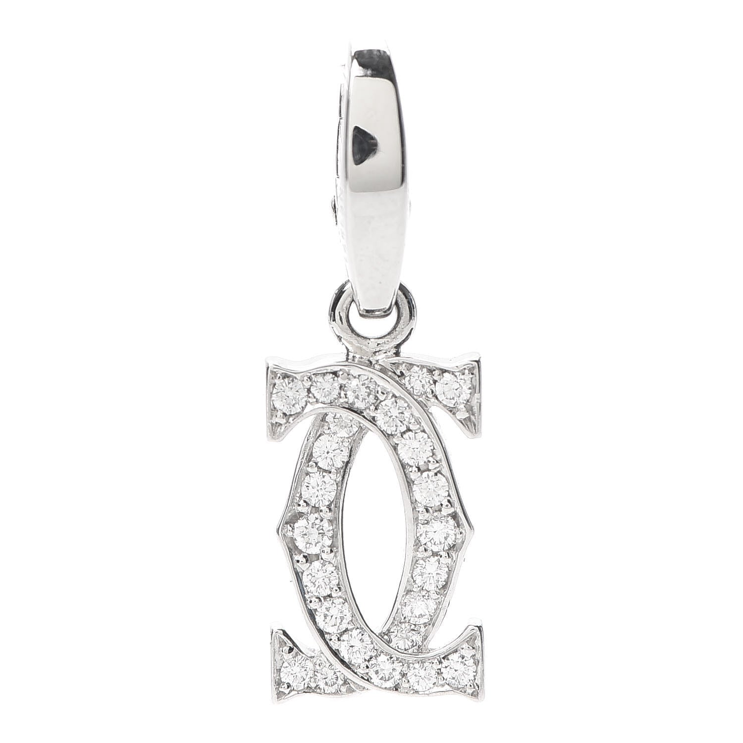 Cartier 18K White Gold Diamond Logo Charm 626337 – FASHIONPHILE