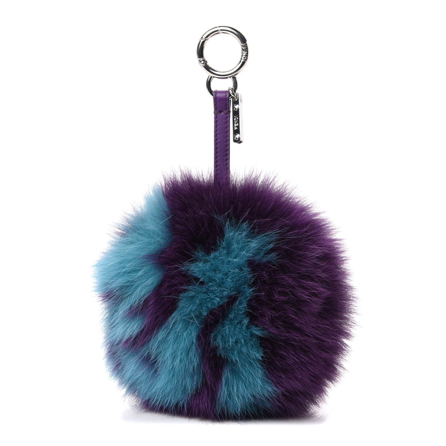 Fendi Fox Fur Shiny Nappa Bi-Color M ABCharm Bag Charm Viola Lago Viola ...