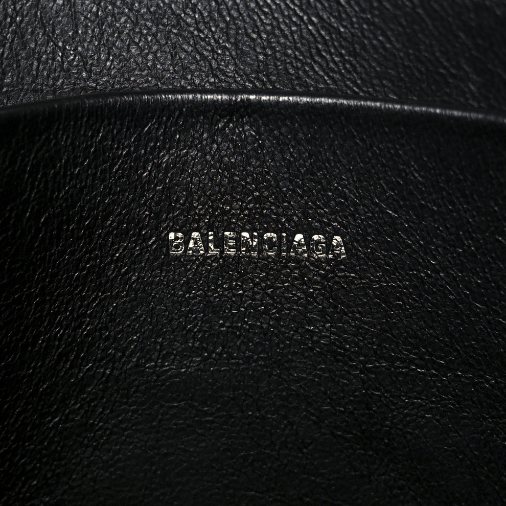 Balenciaga Shiny Calfskin Crocodile Embossed Logo Large Cash Pouch With ...