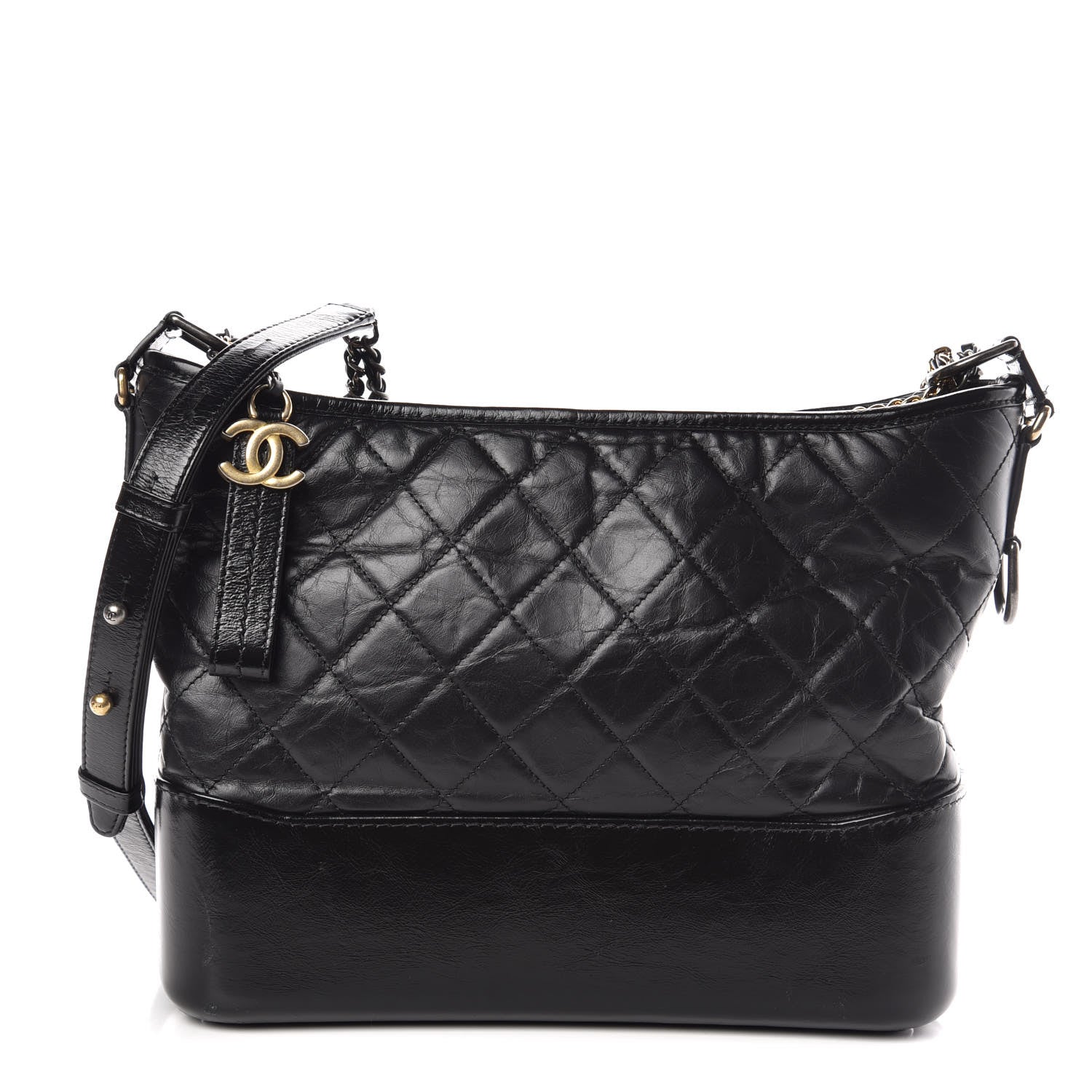Chanel Aged Calfskin Quilted Medium Gabrielle Hobo Black 367324 ...