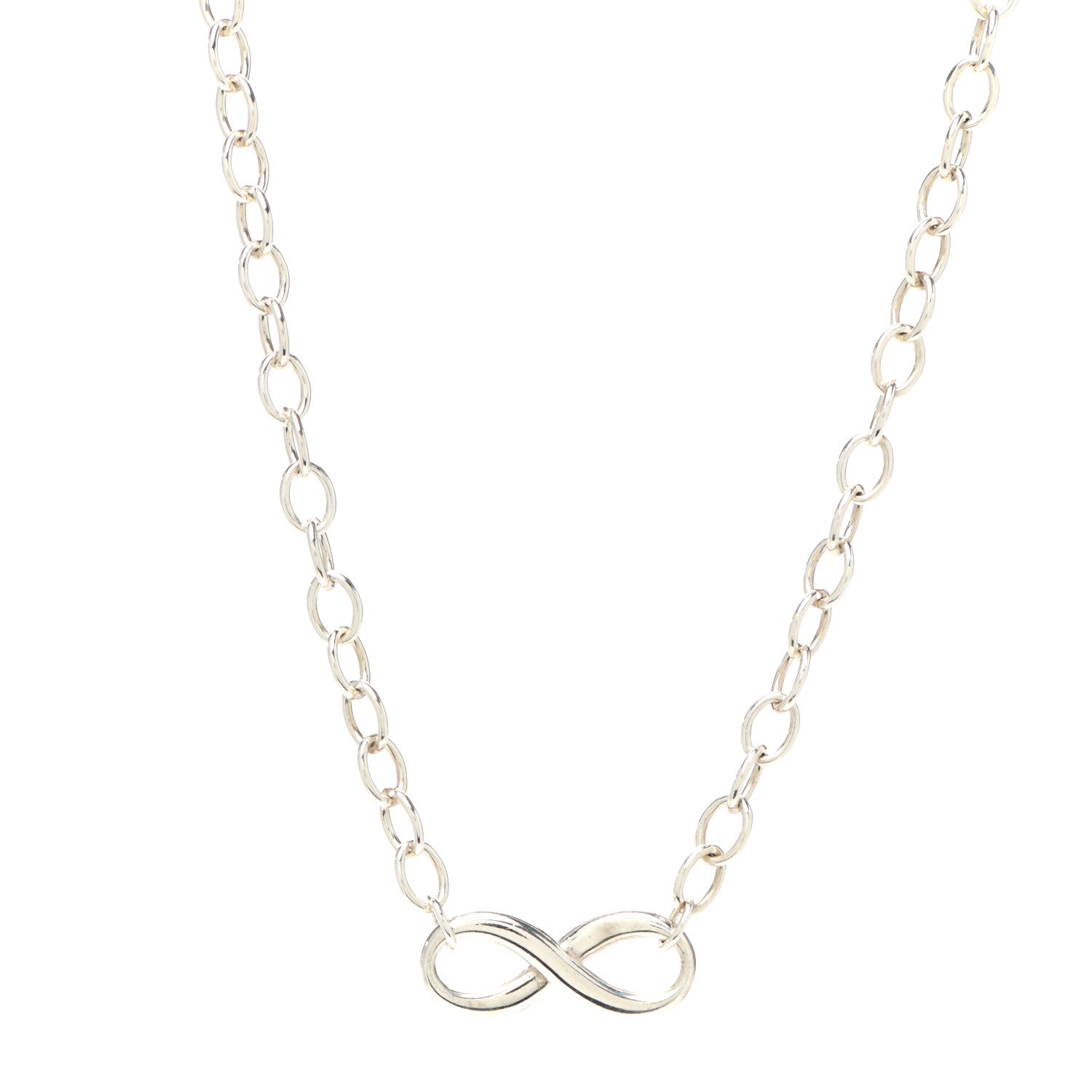 Tiffany Sterling Silver Narrow Infinity Link Necklace 822682 – FASHIONPHILE