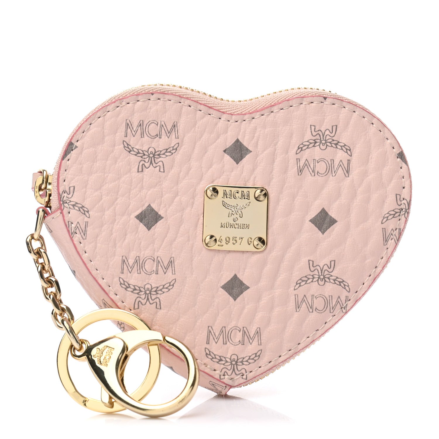 MCM Visetos Heart Key Pouch Pink 1002616 – FASHIONPHILE