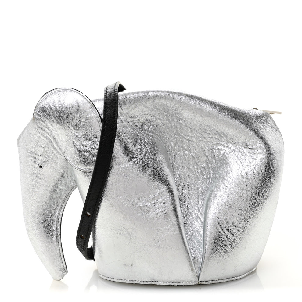 Loewe Metallic Calfskin Mini Elephant Crossbody Bag Silver 1781048 ...